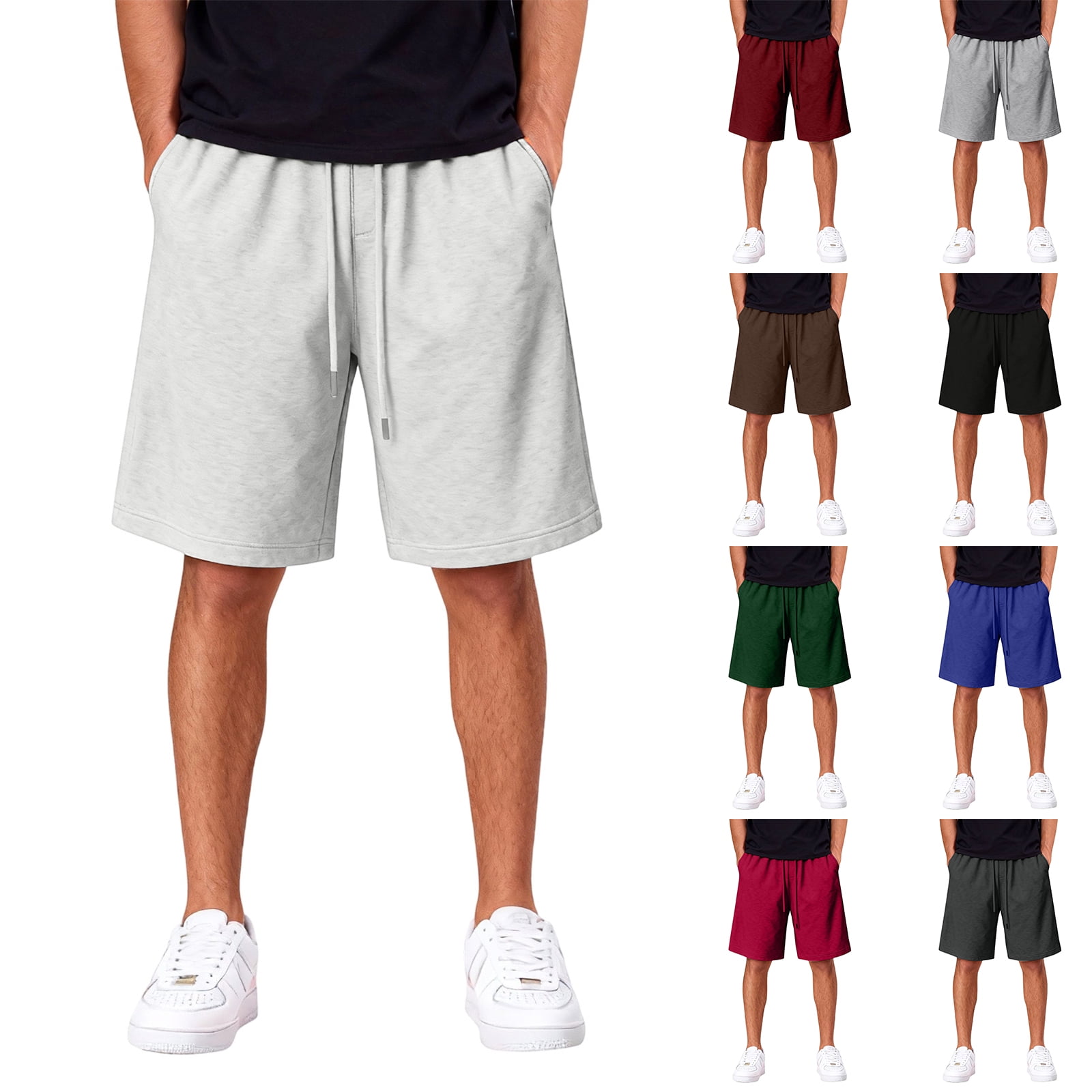 Men's Drawstring Waist Straight Wide-leg Casual Sports Shorts ...
