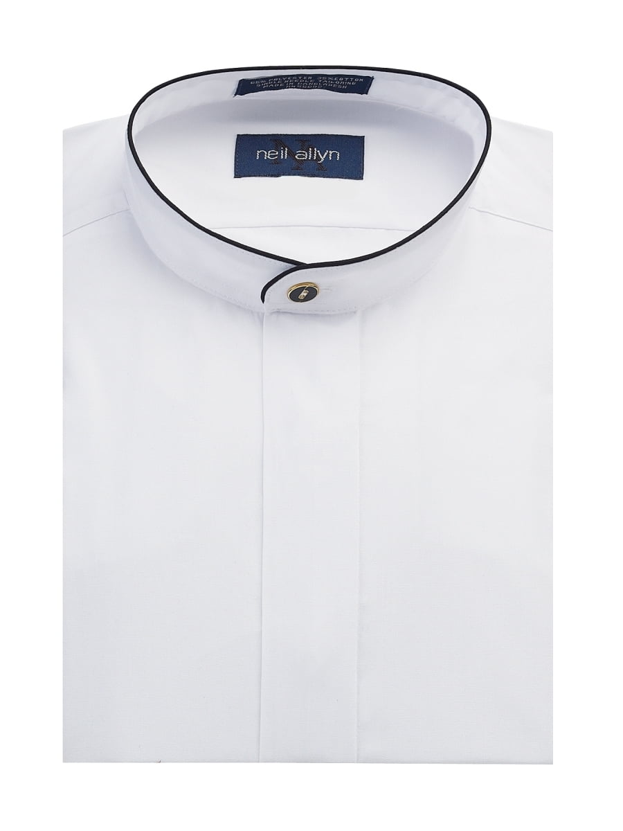 Men's Dress Shirt Banded Collar with Black Piping-2XL - Walmart.com