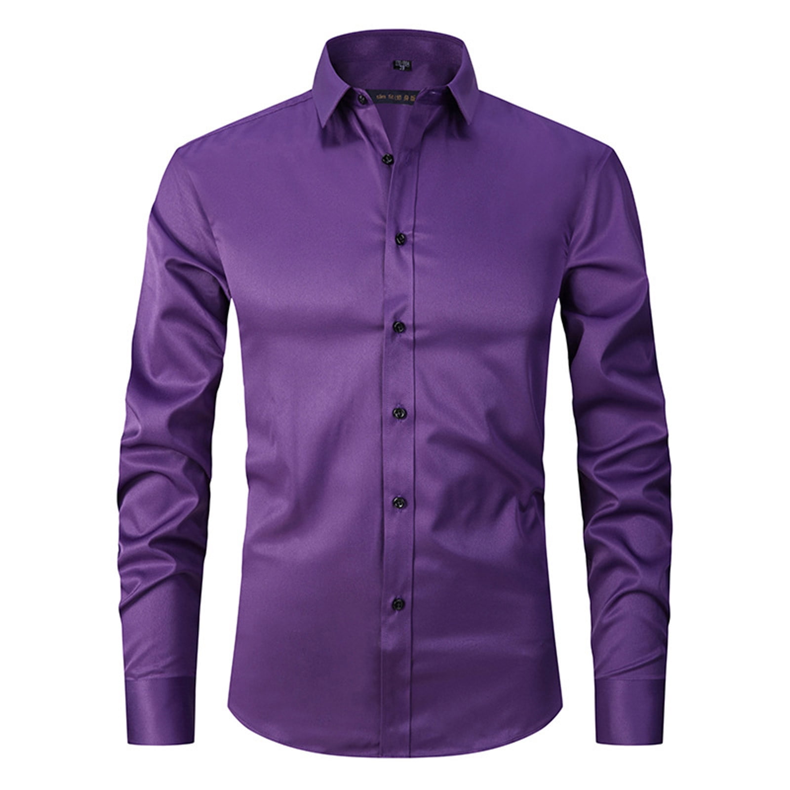 Men's Dress Shirts Long Sleeve Smart Casual Plain Button Shirt Non Iron ...