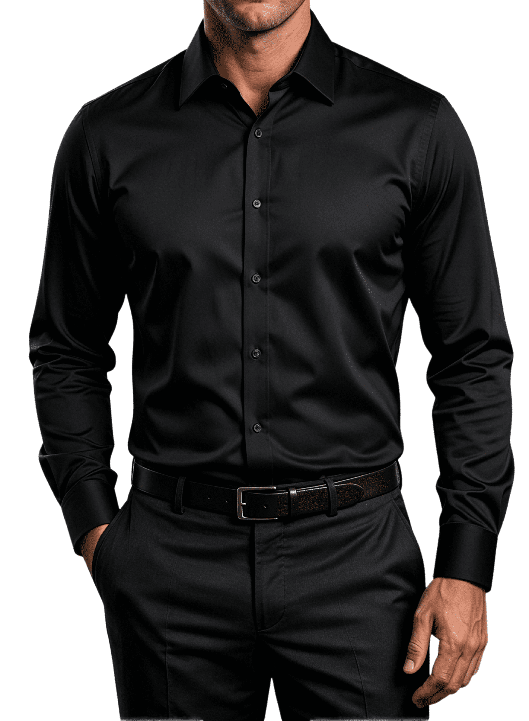 Men's Dress Shirts Long Sleeve Stretch Shirts Solid Formal Button Down ...
