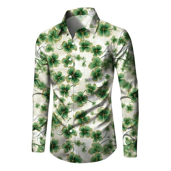 Men's Dress Shirts Lucky Clover Day Festive Short Sleeve Shirt Vintage ...