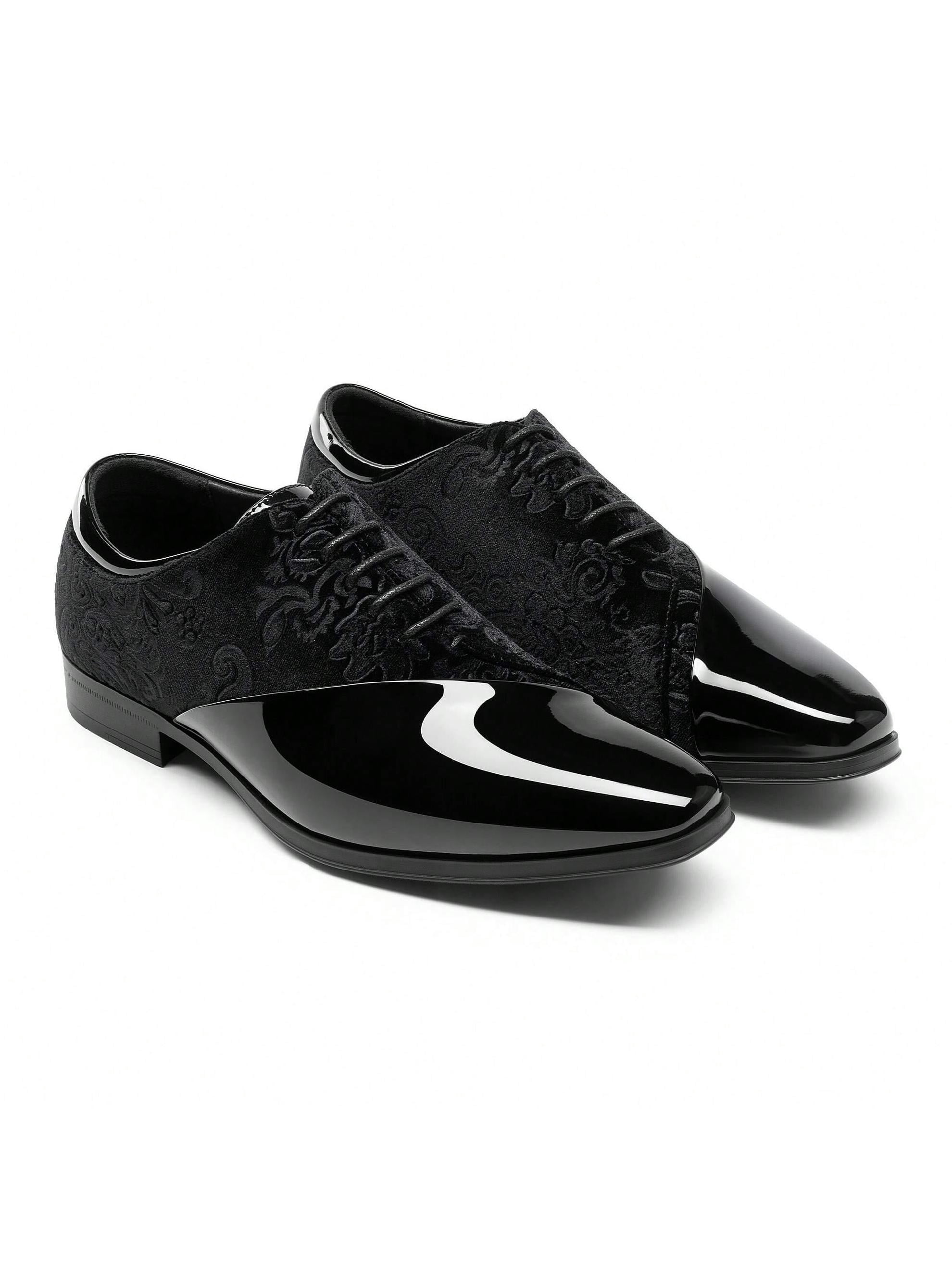 Men's Dress Shoes - Classic Lace-Up Chestnut Glossy Velvet Formal ...