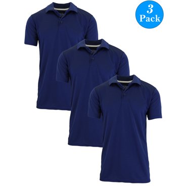 3-Pack Men's Regular-Fit Short Sleeve Pique Polo Shirts with Ribbed Collar & Armbands, Sizes S ...
