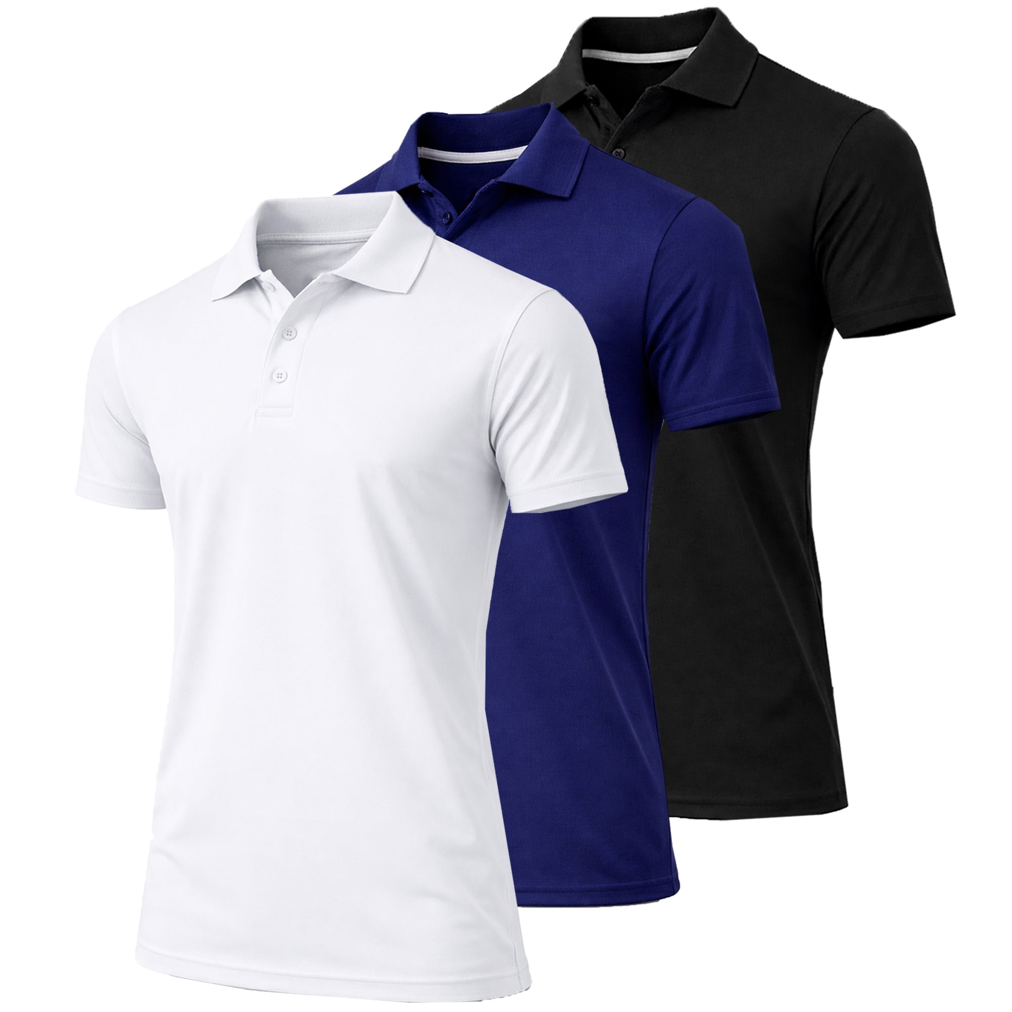 Galaxy by Harvic Men's Dry Fit Moisture-Wicking Polo Shirt, 3-Pack, S ...