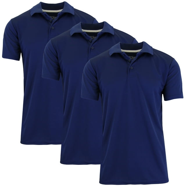 Walmart Men's Dry Fit Polo Shirt, Moisture-Wicking, Cool & Comfortable, 3-Pack - Walmart.com
