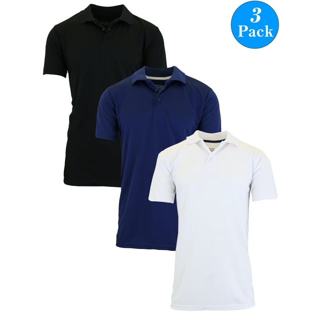 Men's Dry Fit Moisture-Wicking Polo Shirt (3-Pack) - Walmart.com