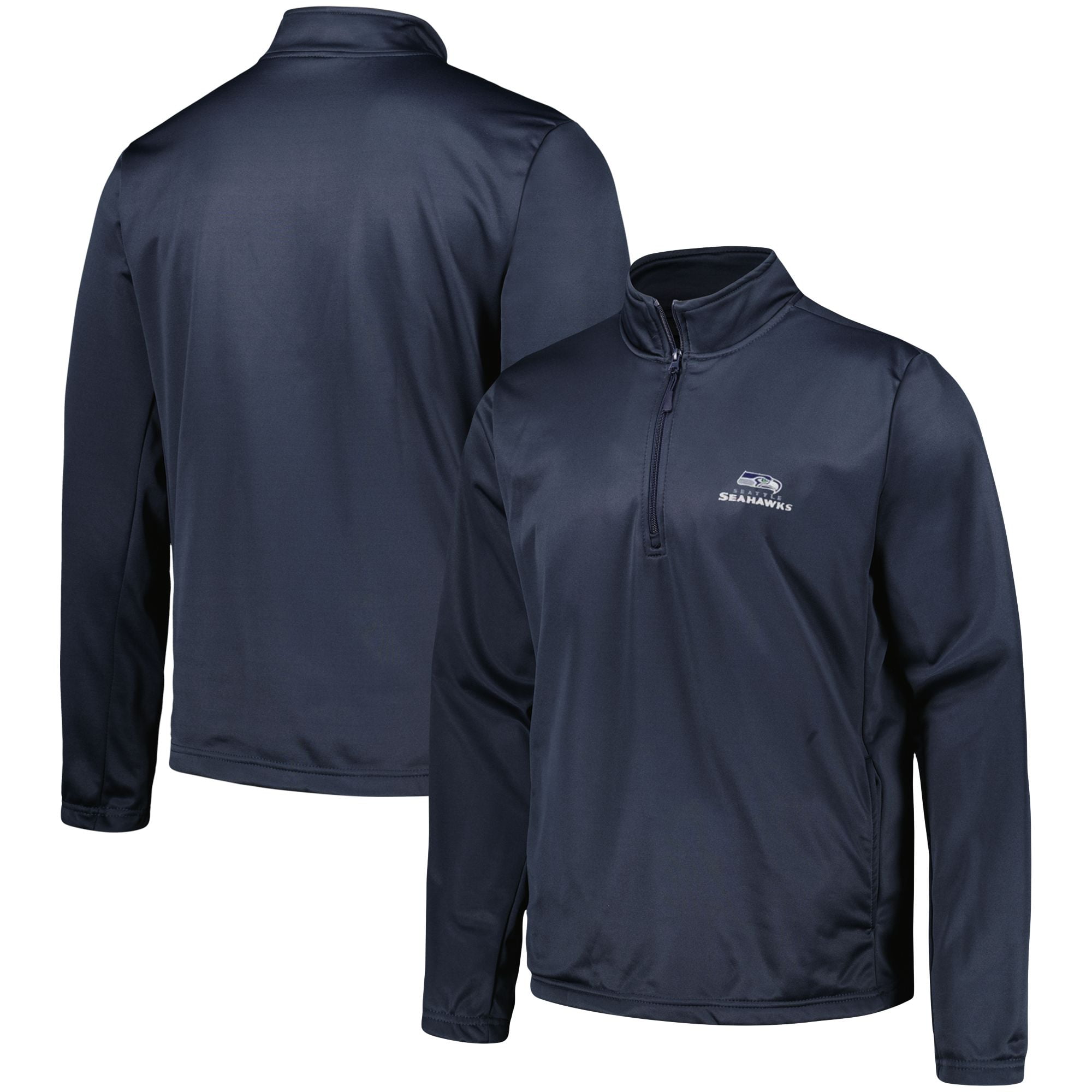 Men's Dunbrooke Navy Seattle Seahawks All-Star Tech Quarter-Zip Top ...
