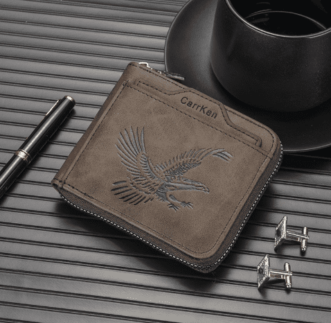Men's Eagle Embossed Wallet, Personalized 3D Bald Eagle Leather Bifold ...