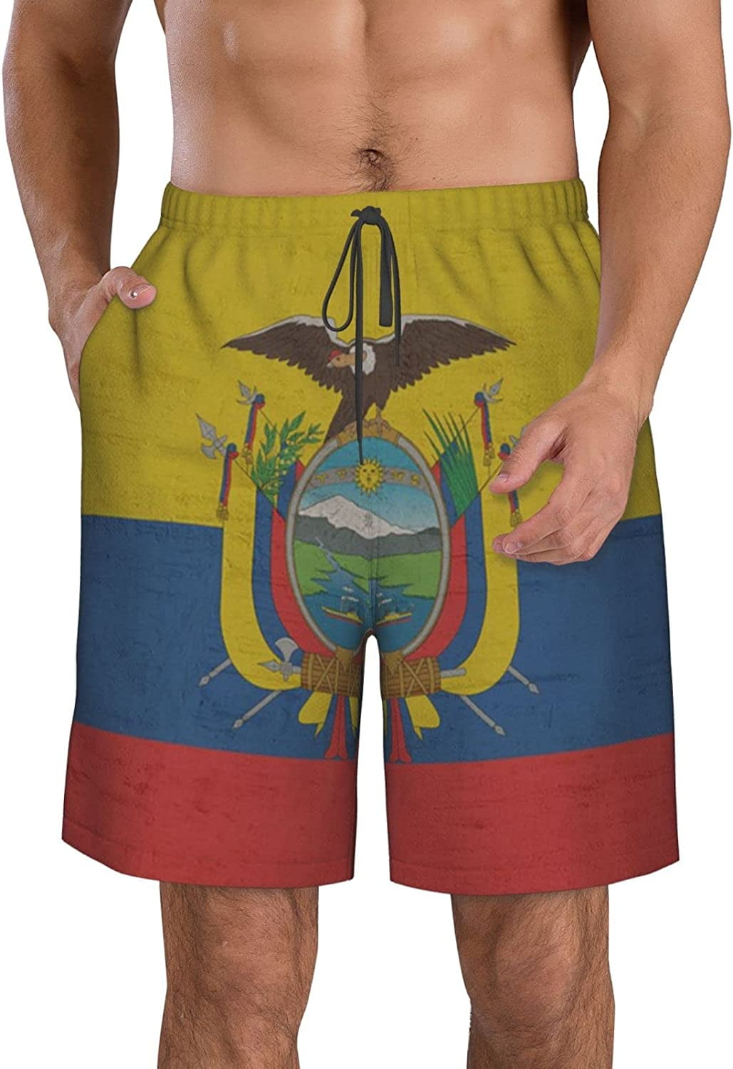 Men's Ecuador Flag Swim Trunks Quick Dry Swimwear Beach Shorts with ...