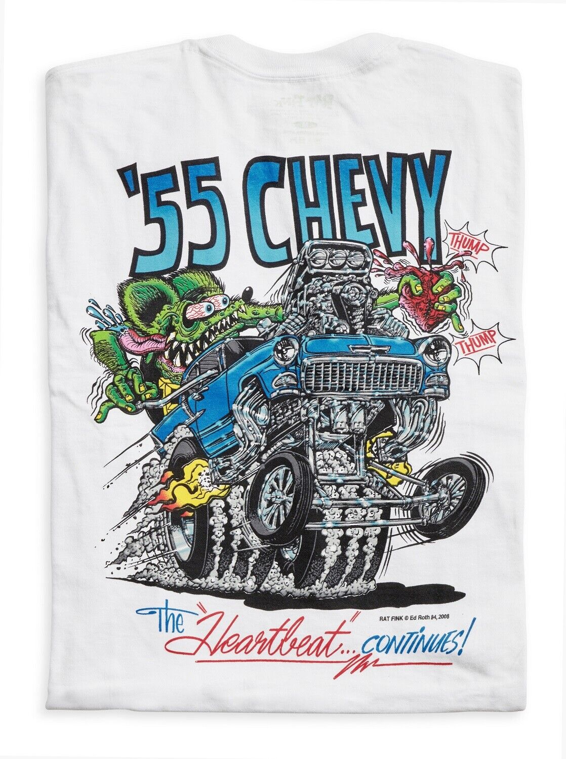 Men's Ed Big Daddy Roth Rat Fink '55 Chevy Hot Rod White Cotton T-Shirt M-3XL - Walmart.com