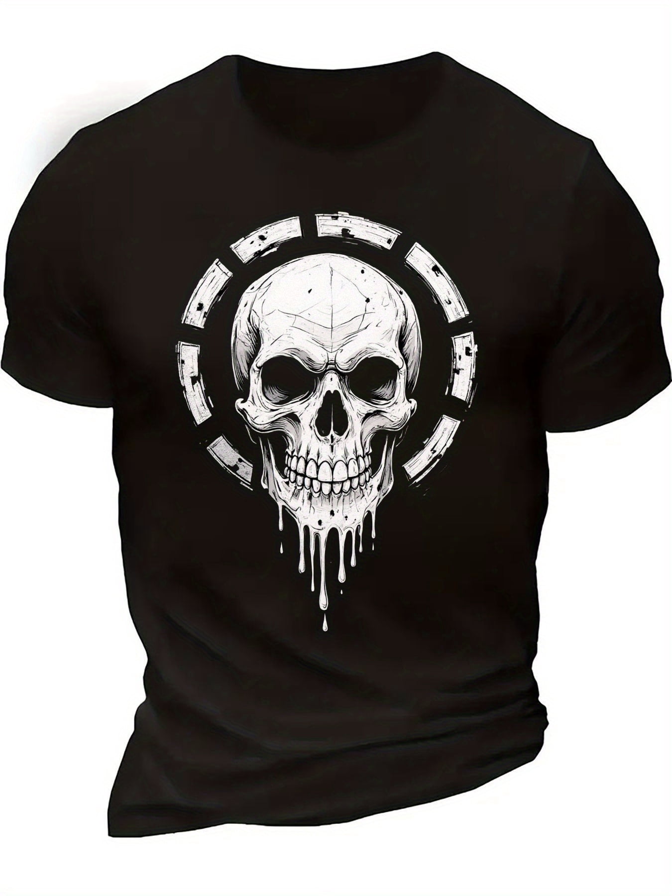 Men's Edgy Gothic Melting Skull Graphic Short Sleeve T-Shirt - Walmart.com