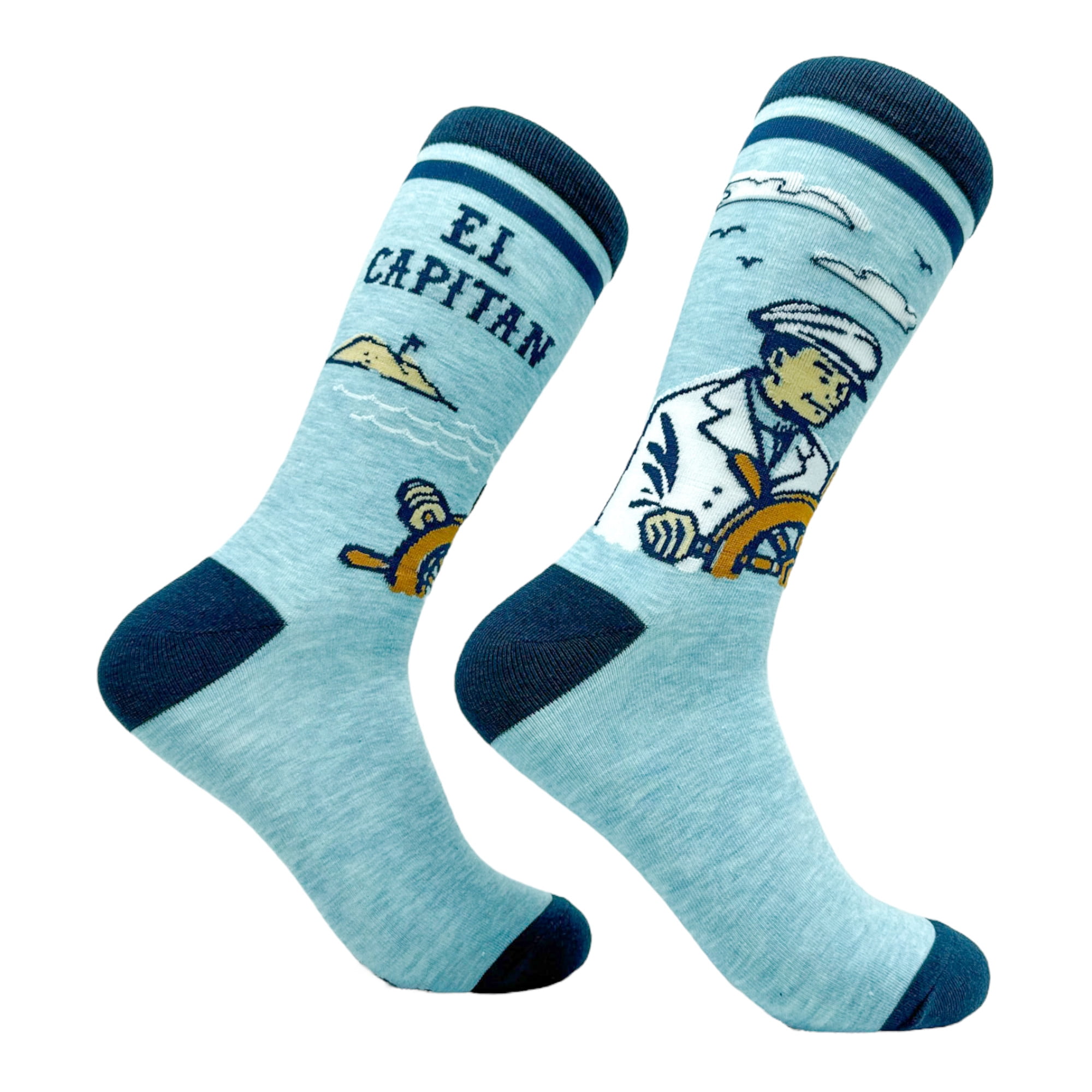 Men's El Capitan Socks Funny Cool Sea Naval Capitan Sailor Footwear ...