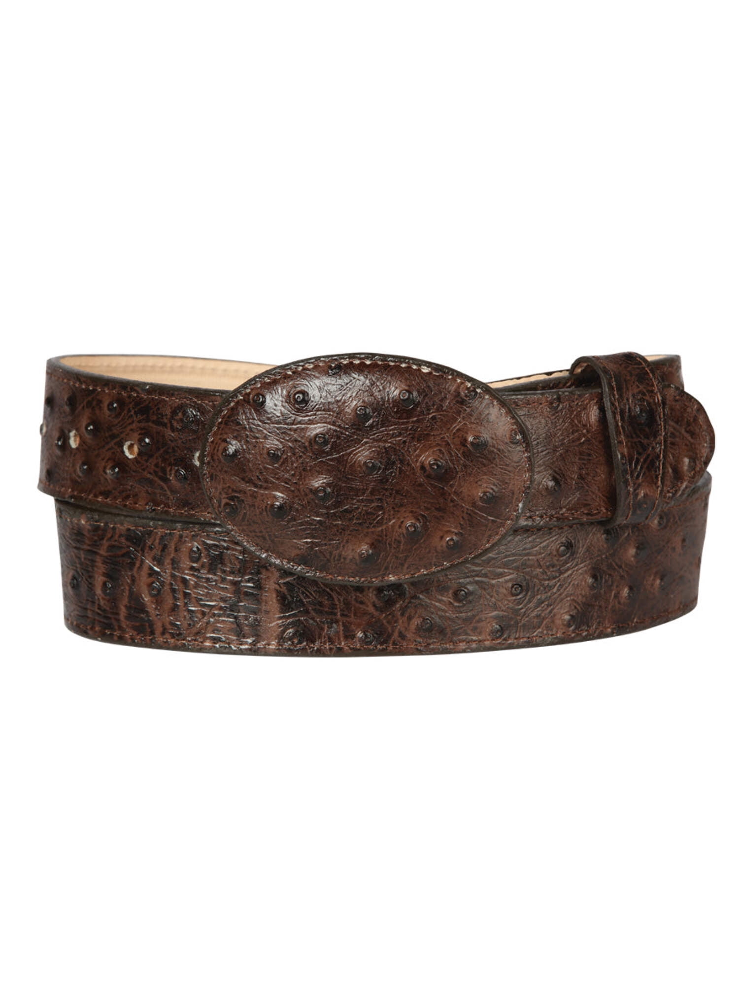 Men’s El General Cowboy Belt Imitation Ostrich Leather - Brown 45261 ...