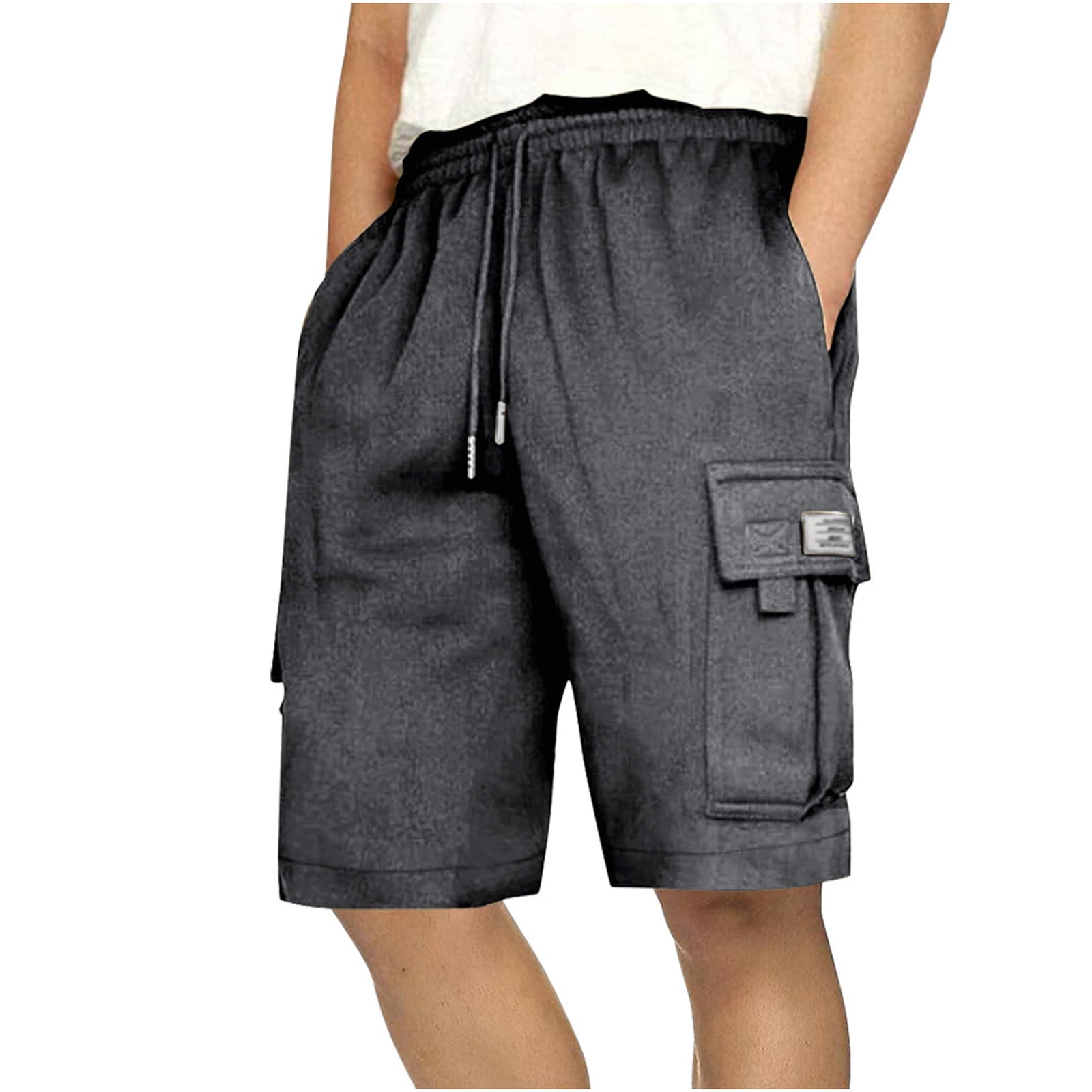 Men's Elastic Waist Cargo Shorts Casual Big and Tall Drawstring Classic ...