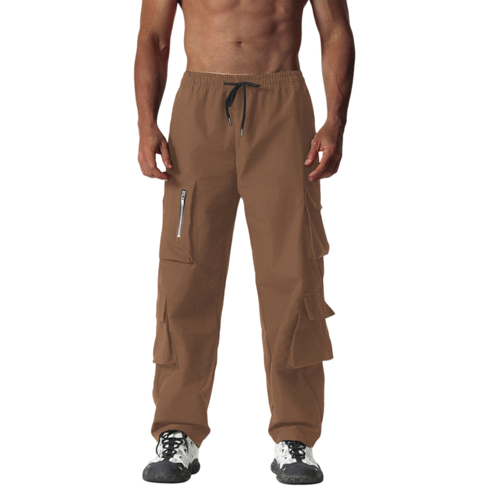 Men's Elastic Waist Jogging Cargo Pants with Paratrooper Design, Multi ...