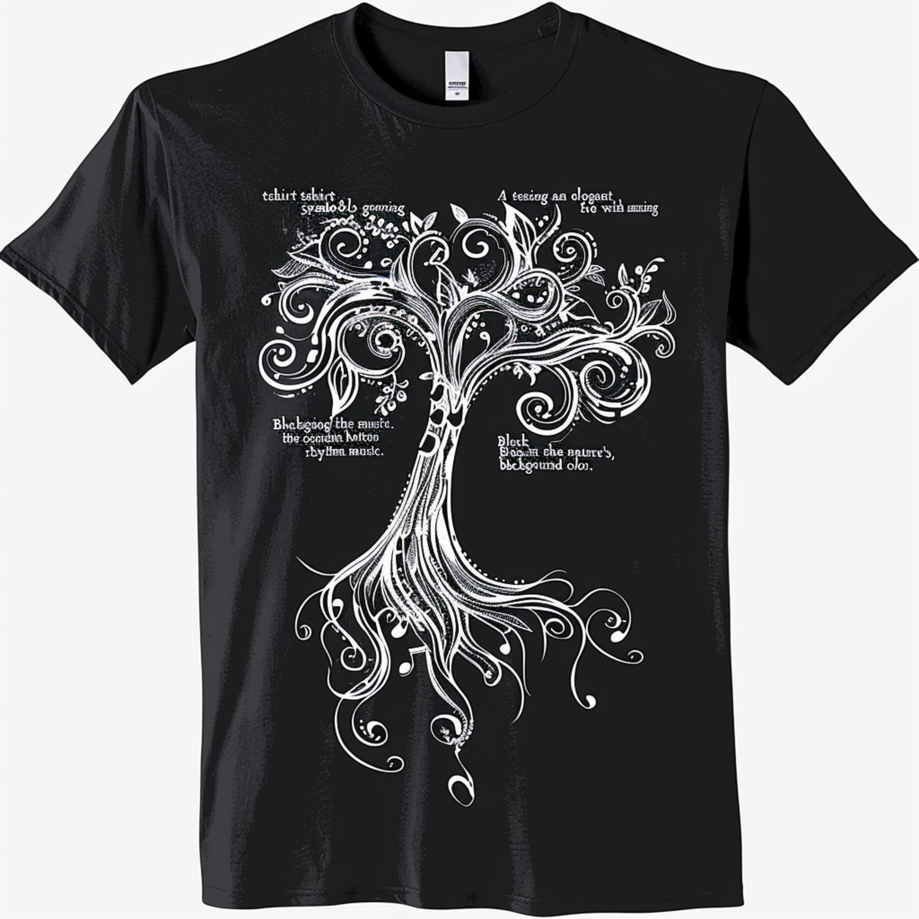 Men's Elegant Tree TShirt Nature's Rhythm Tee with Musical Symbols ...
