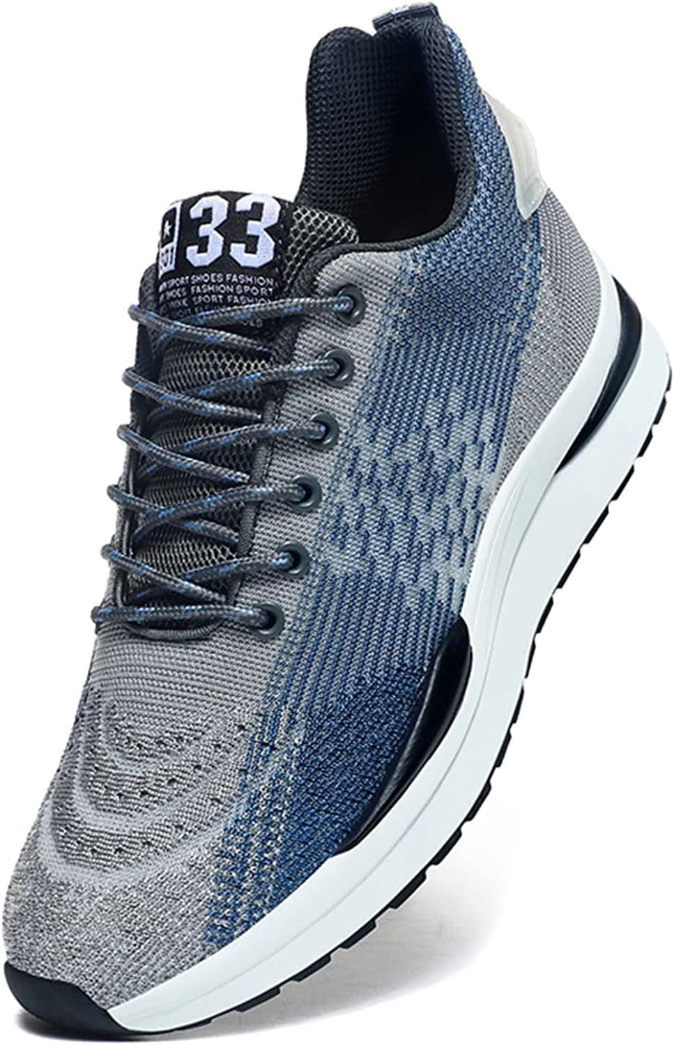 Men's Elevator Sneakers 2.36 Inch Invisible Height Increasing Lace up ...