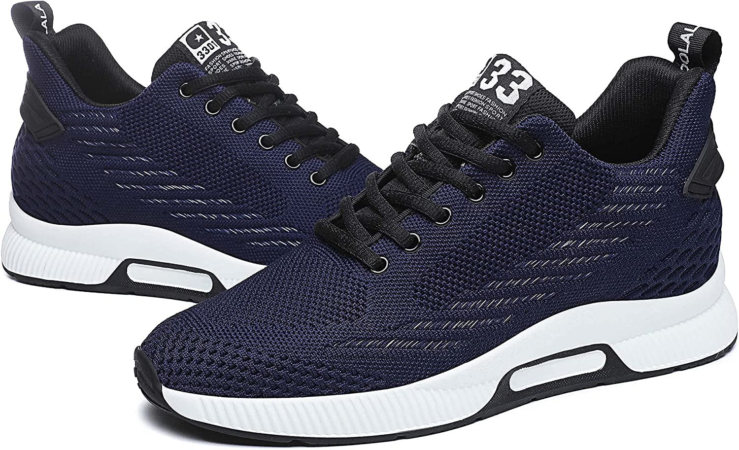 Men's Elevator Sneakers 2.36 Inch Invisible Height Increasing Lace up ...