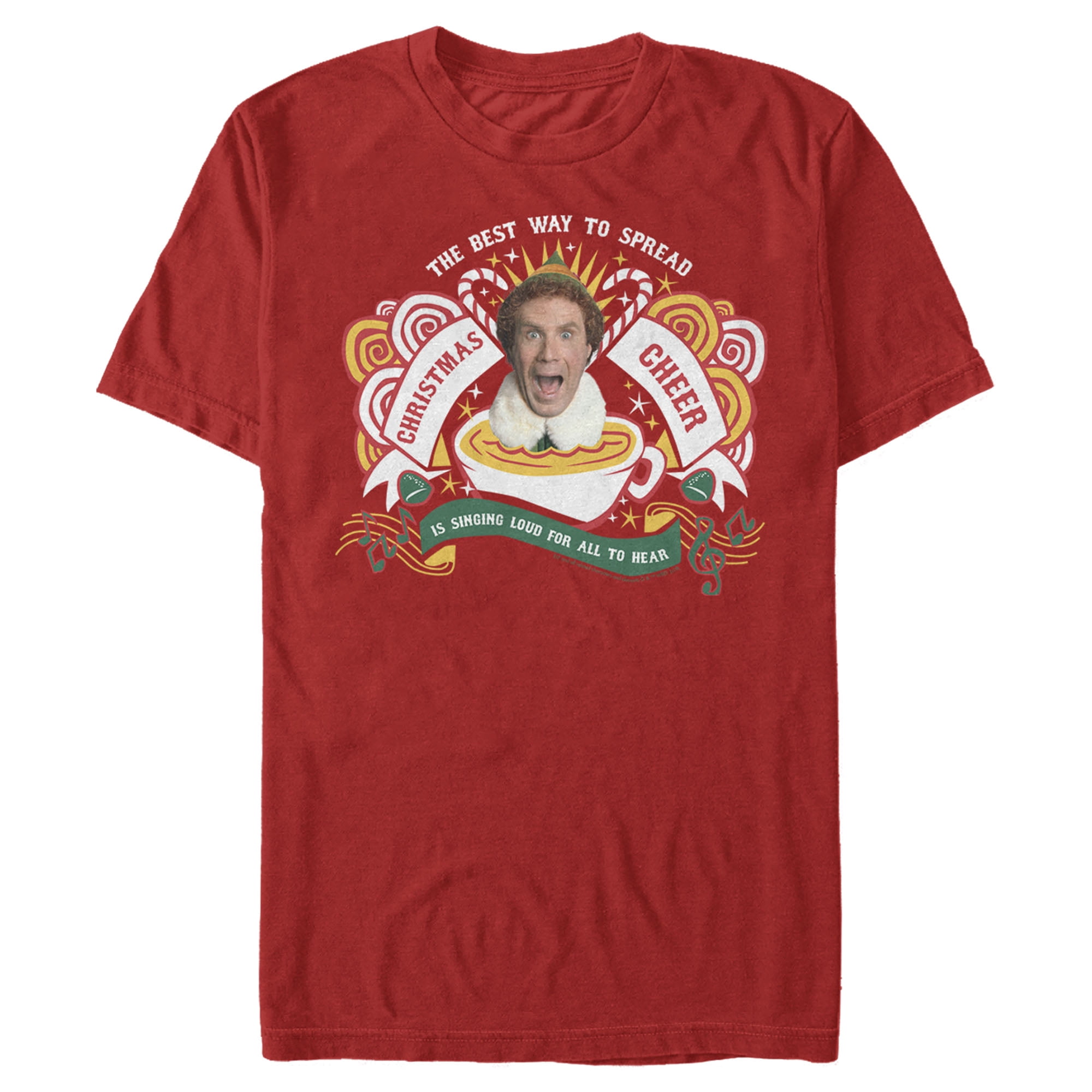 Men's Elf Christmas Cheer Singing Graphic T-Shirt - Walmart.com