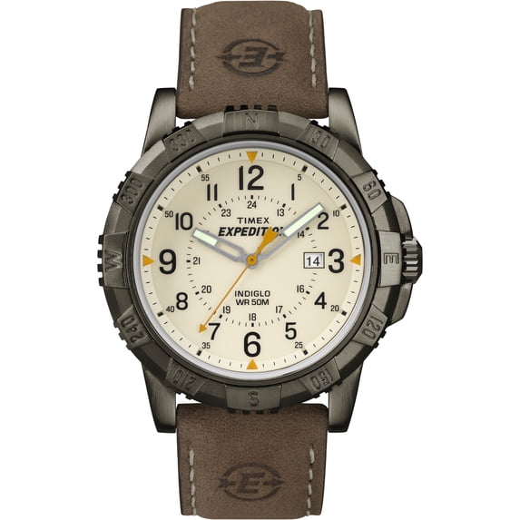 Timex, Men's Expedition Rugged Metal Field Watch, Brown Leather Strap ...