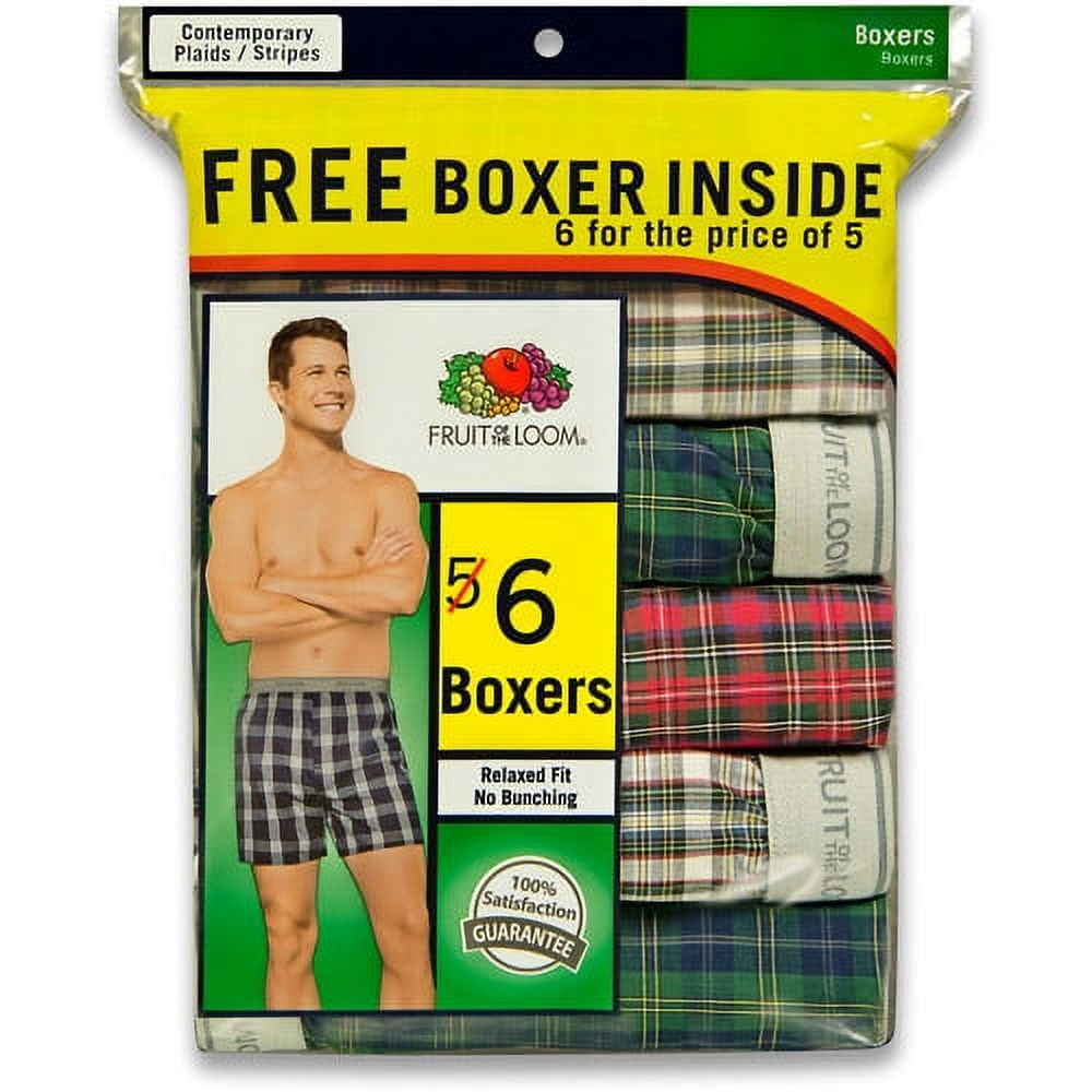 Men's Exposed Waistband Boxers, 5+1 Bonus Pack - Walmart.com