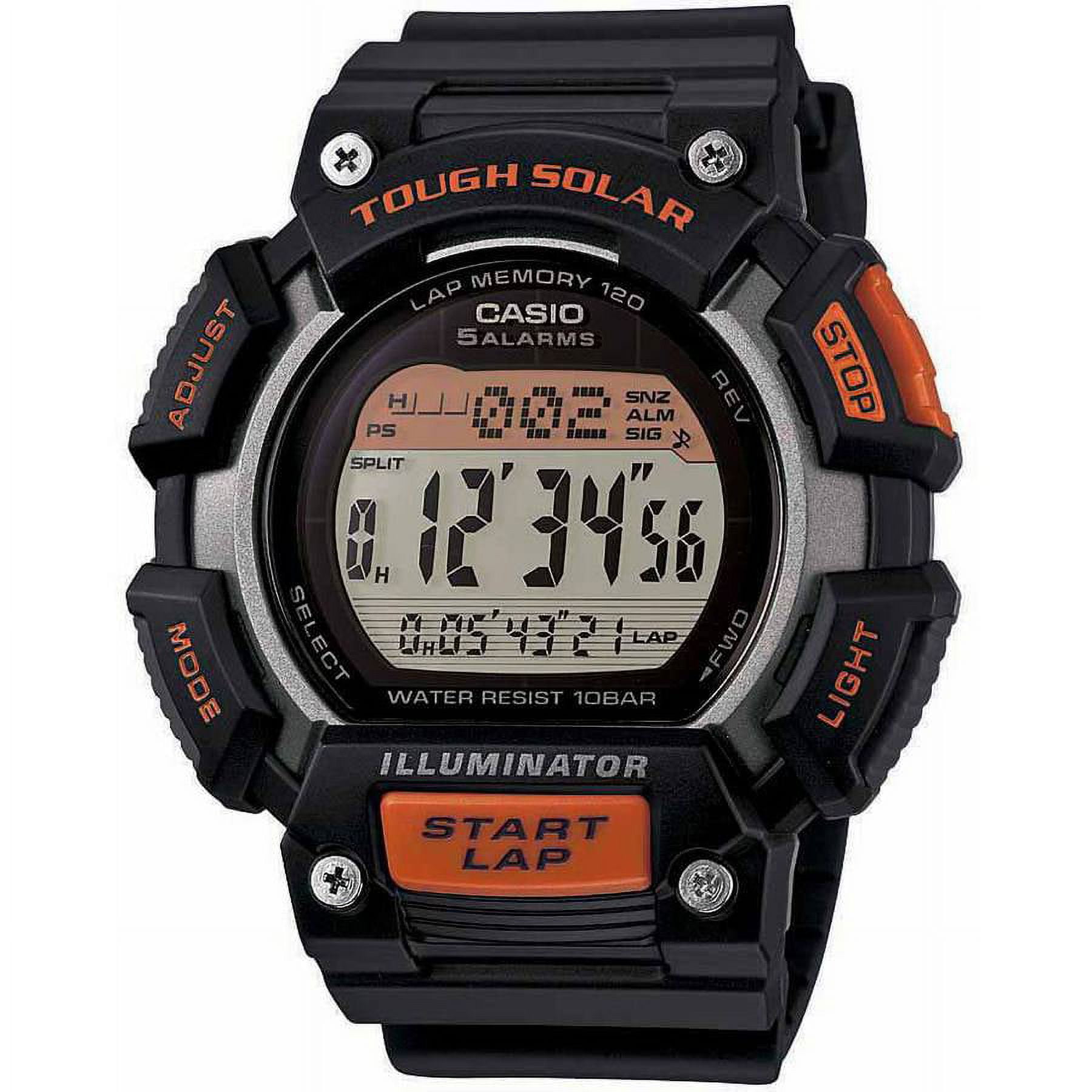 Men's Extra-Large Solar Runner Watch, Black/Orange - Walmart.com