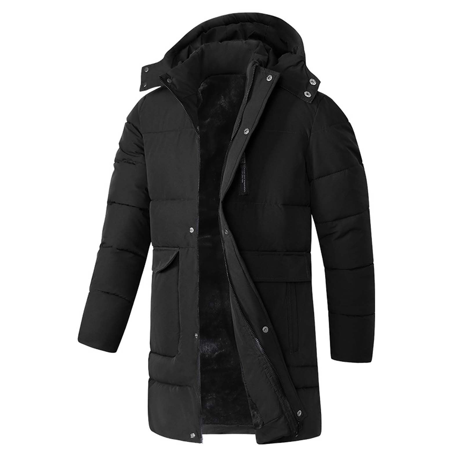 Men's Extra Long Puffer Jacket Winter Coats Parka Coat Color: Black ...