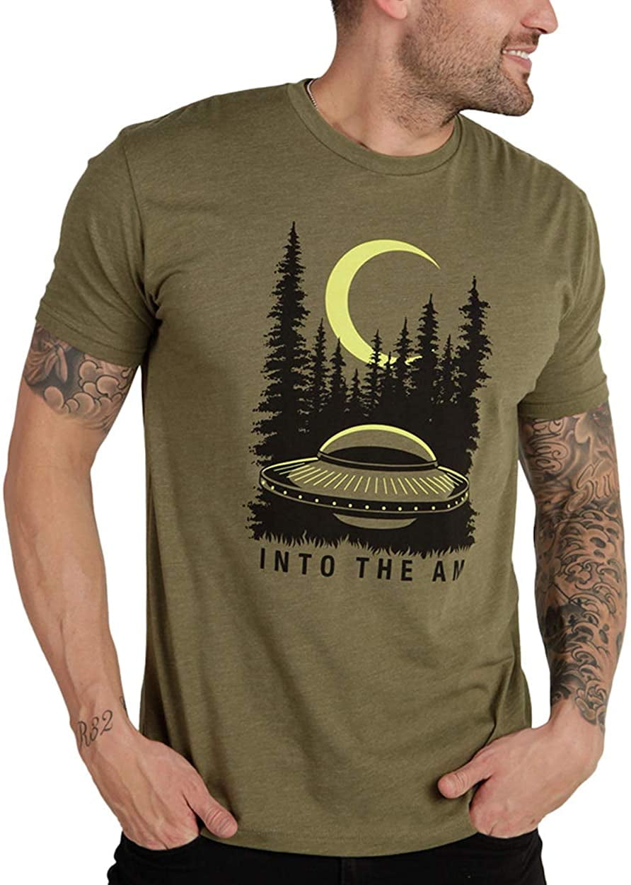 Men's Extraterrestrial Graphic Tees for Men S - 4XL (Olive Green ...