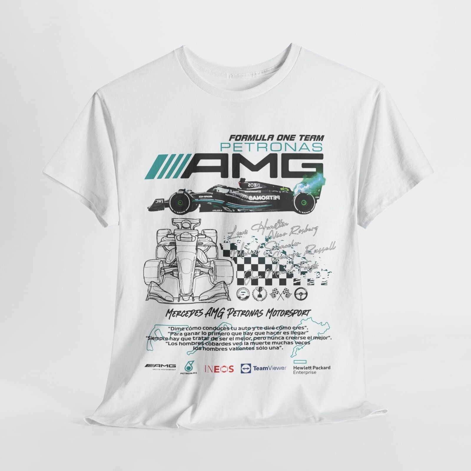 Men's F1 Mercedes AMG Petronas T-Shirt with Dynamic Race Car Graphics ...