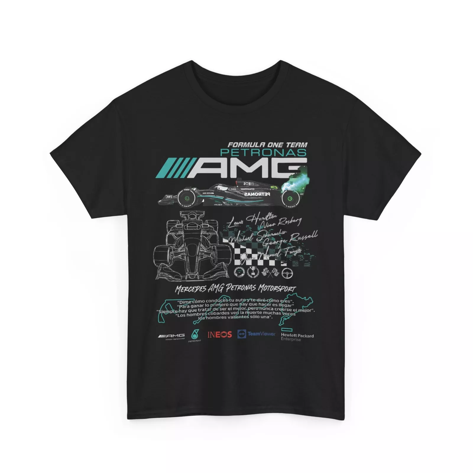 Men's F1 Mercedes AMG Petronas T-Shirt with Dynamic Race Car Graphics ...