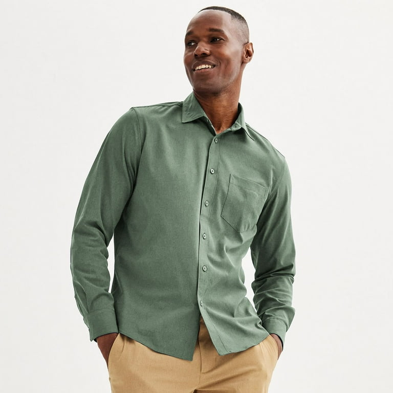 green button down shirt