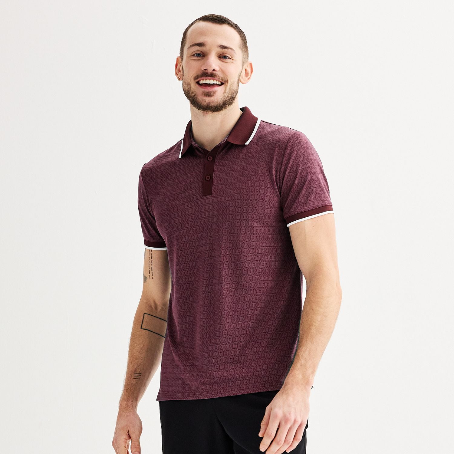 Men's FLX Tipped Commuter Polo Color: Burgundy Size: XXL - Walmart.com