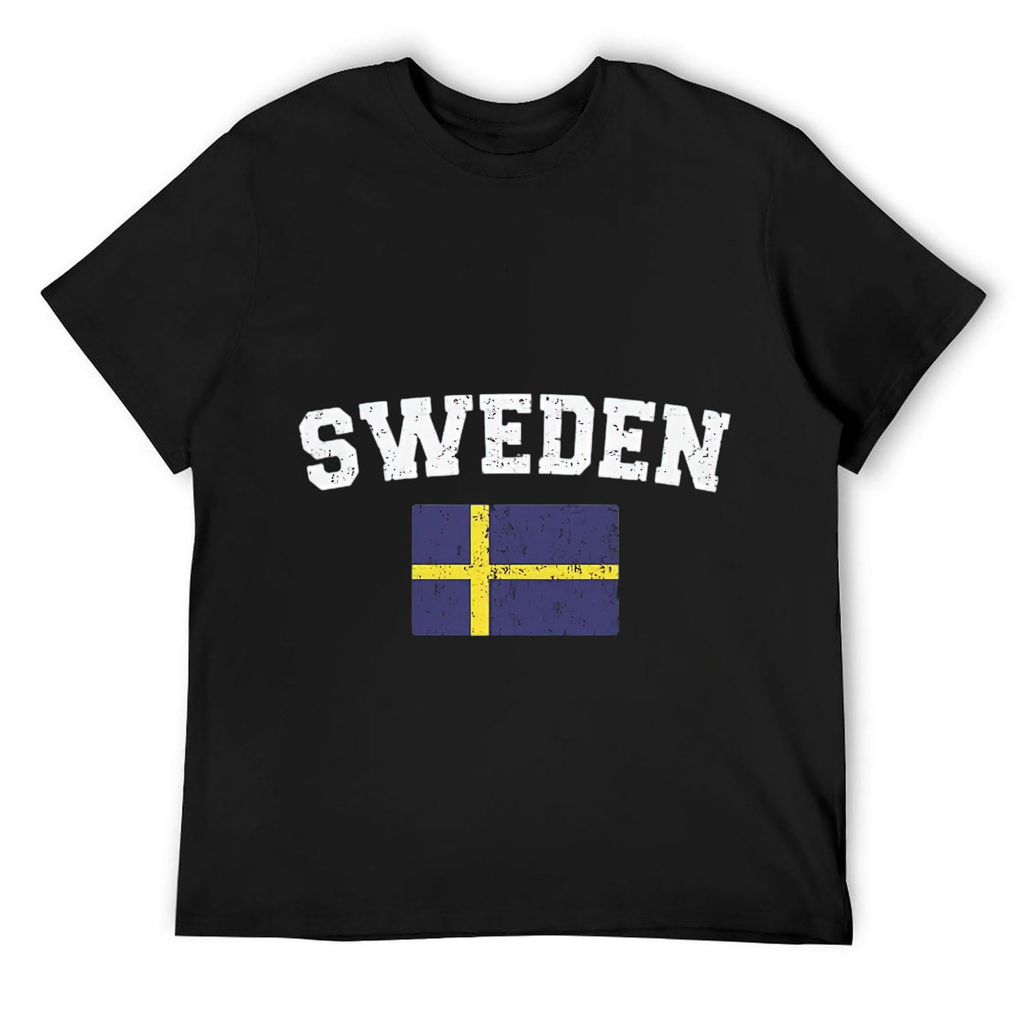 Men's Faded Distressed Swedish Sweden Flag T-Shirt Black X-Large ...