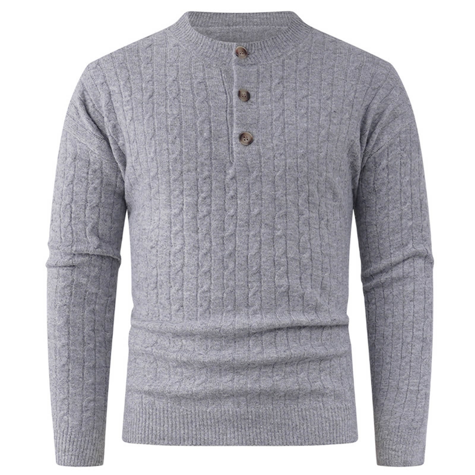 Men's Fall Winter Solid Color Sweater Casual Long Sleeve Crew Neck ...