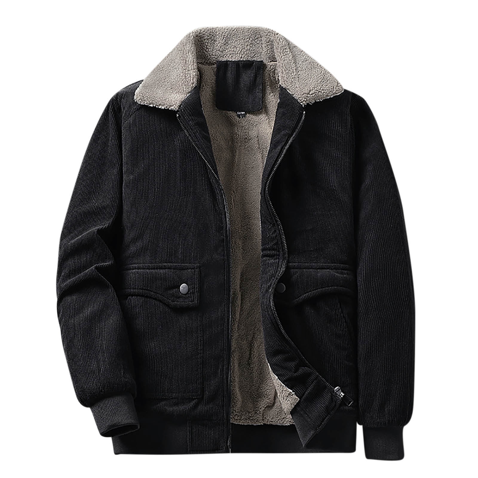 Men's Fall Winter Warm Jacket Causal Fashion Full Zip Sherpa Fleece ...