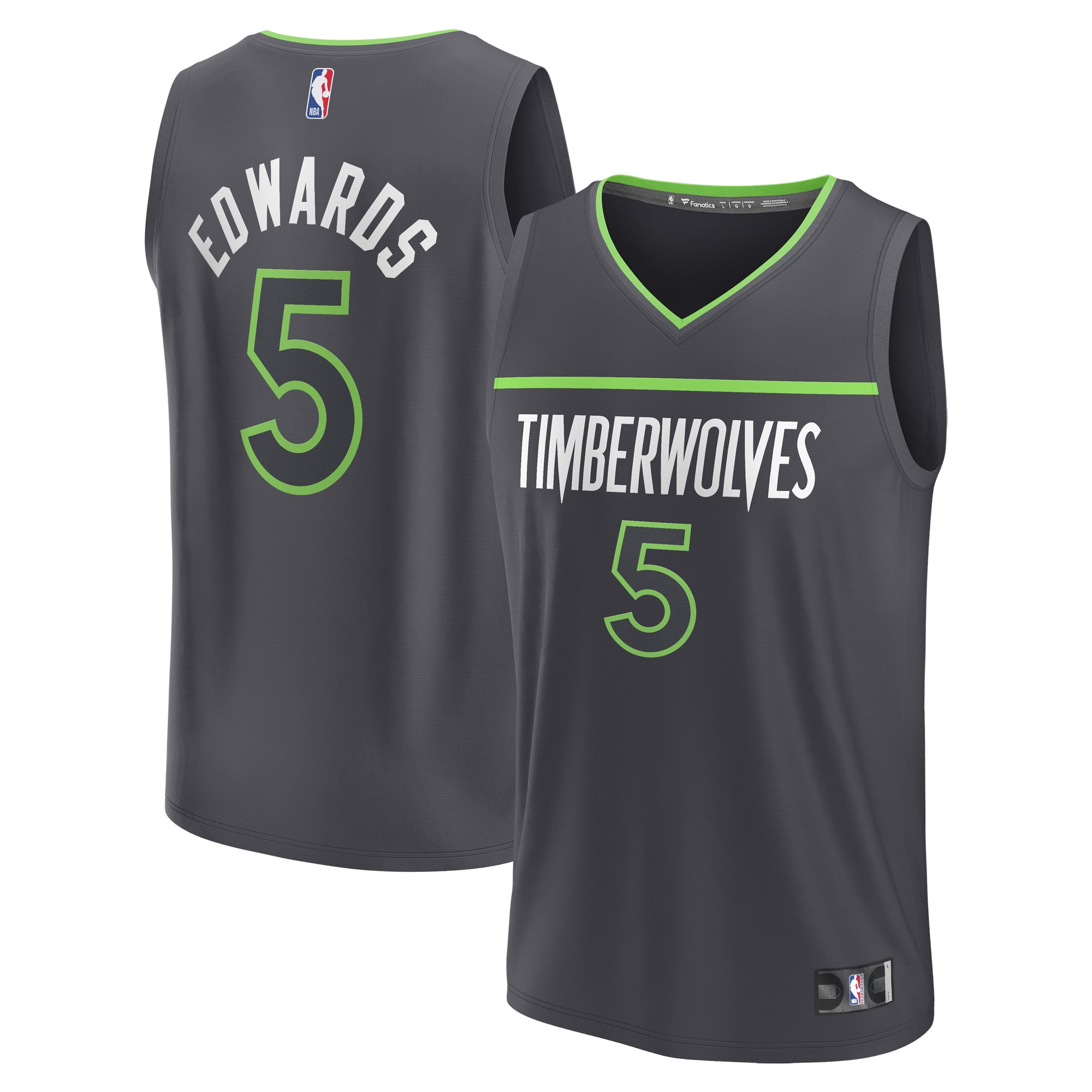 Men's Fanatics Anthony Edwards Anthracite Minnesota Timberwolves Fast ...
