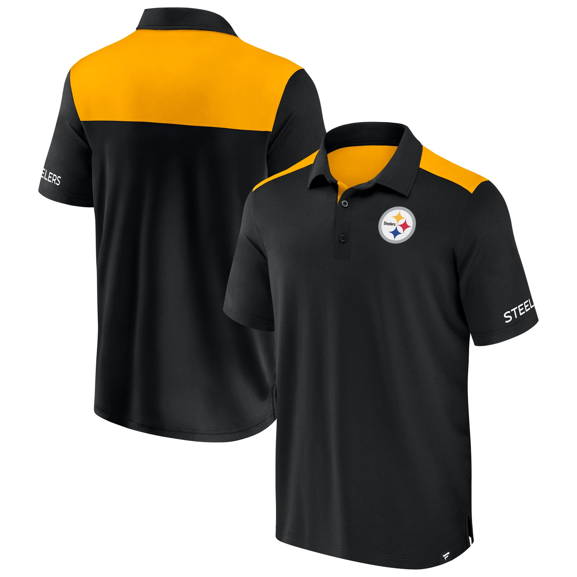 Men's Fanatics Black/Gold Pittsburgh Steelers Colorblock Polo - Walmart.com