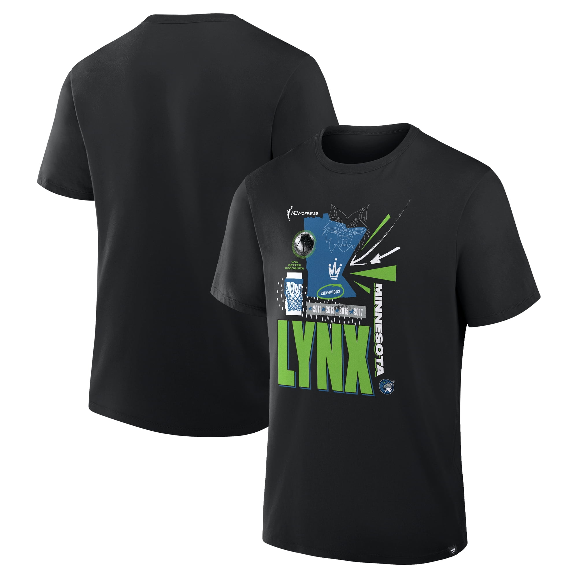 Men's Fanatics Black Minnesota Lynx 2025 WNBA Playoffs In The Zone T ...
