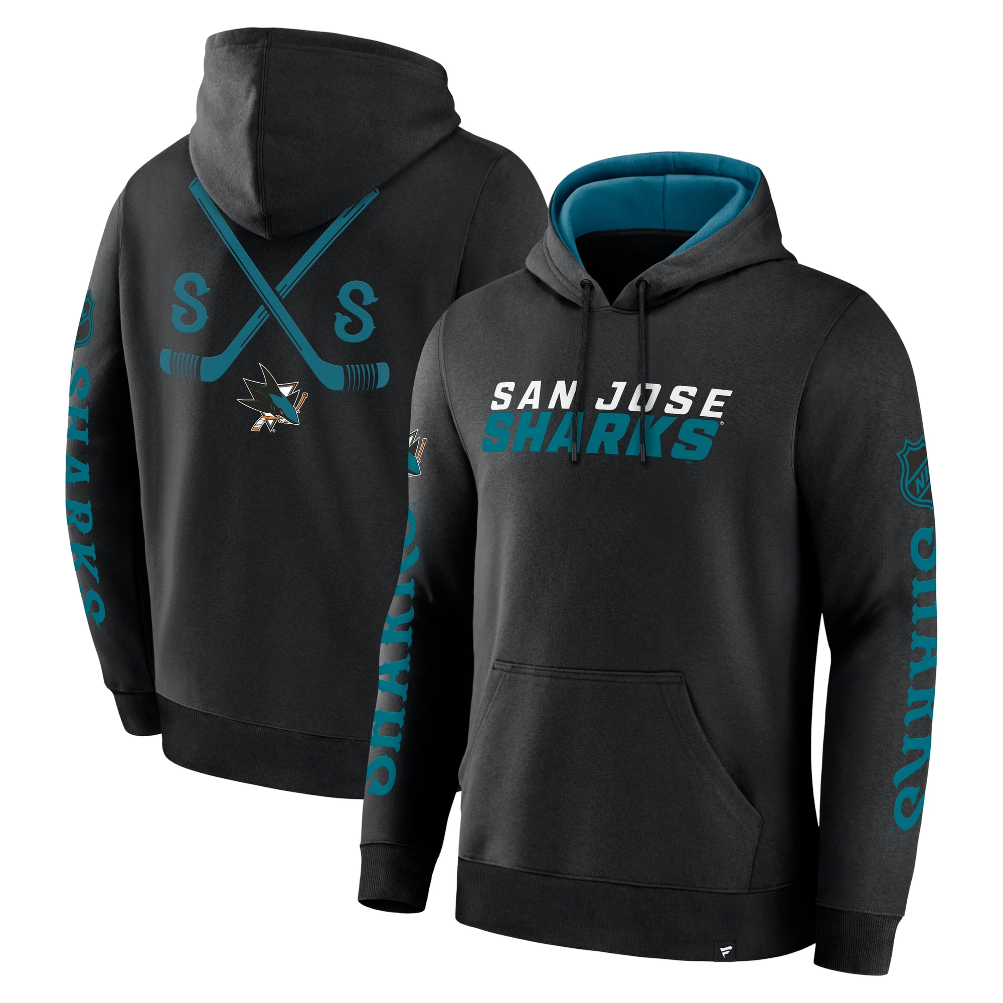 Men's Fanatics Black San Jose Sharks Big City Legacy Fleece Pullover ...