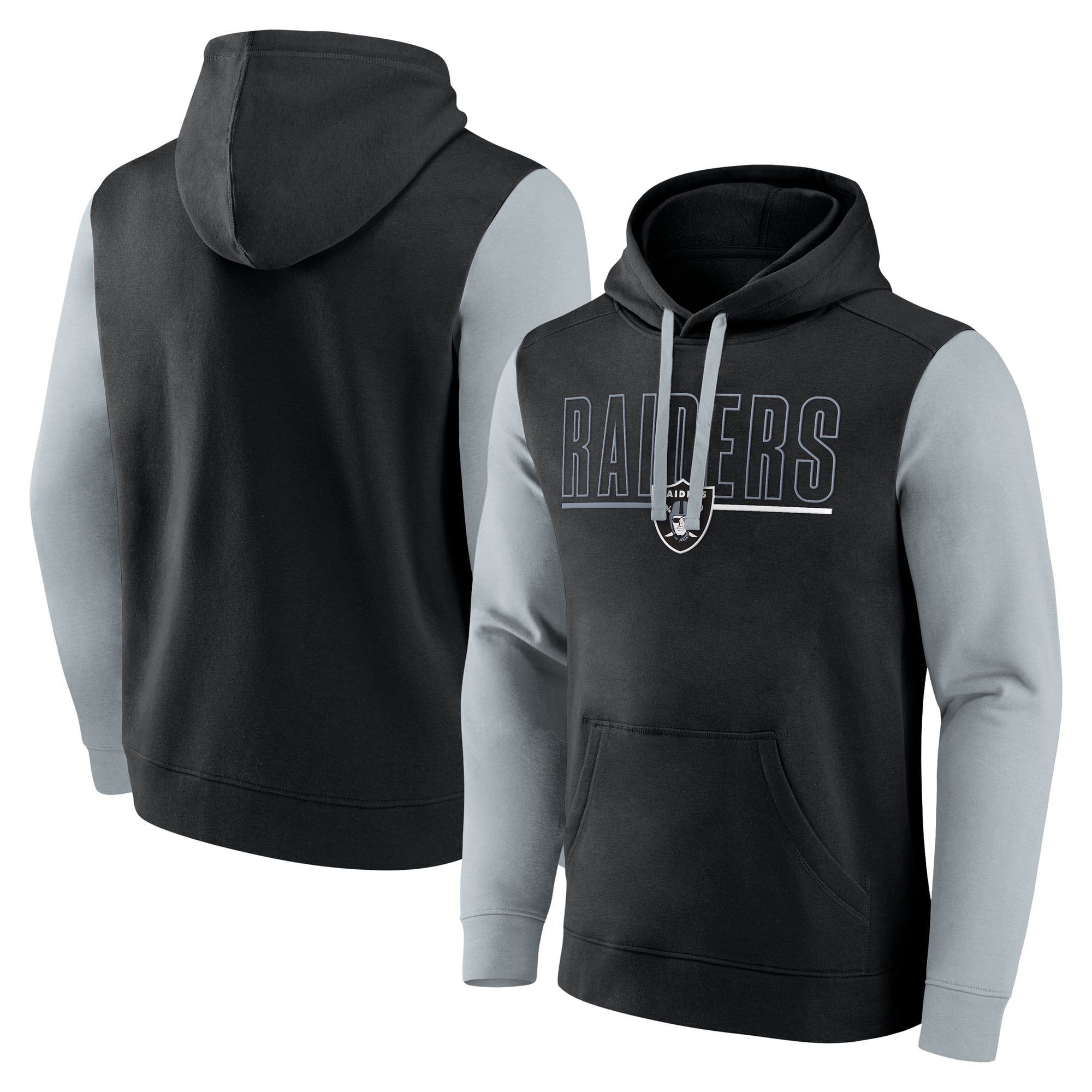 Men's Fanatics Black/Silver Las Vegas Raiders Outline Pullover Hoodie ...