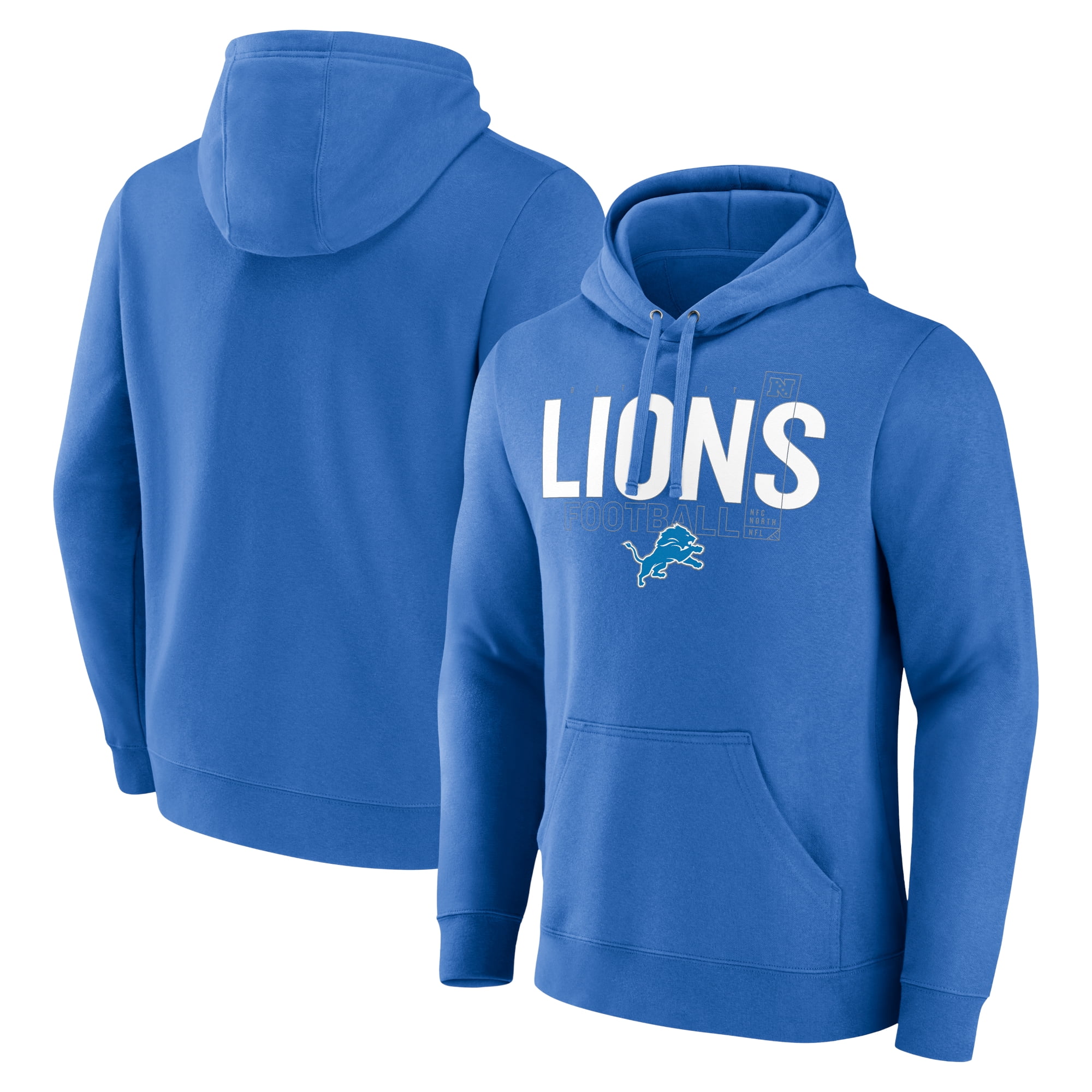 Men's Fanatics Blue Detroit Lions Pylon Outline Pullover Hoodie ...