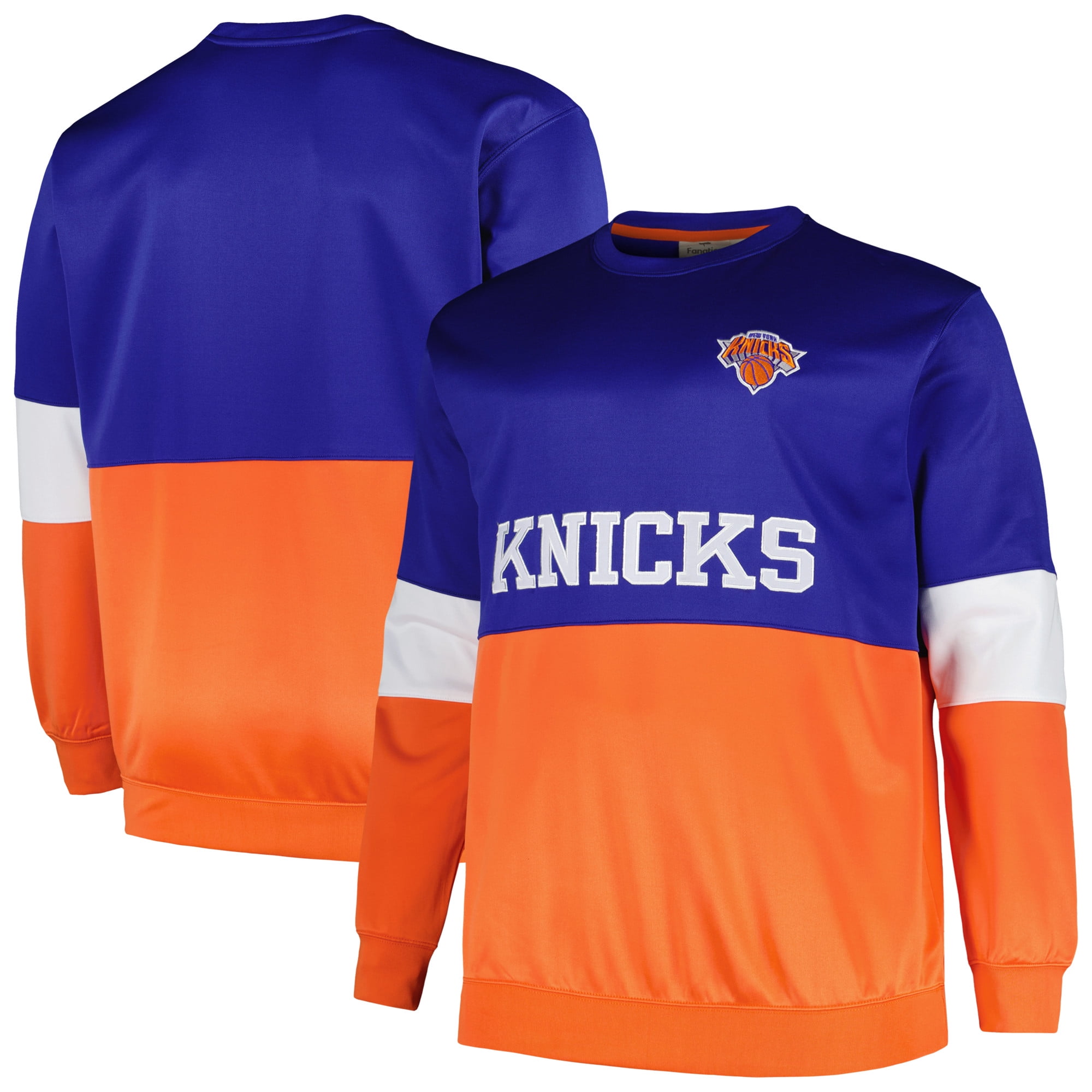 Men's Fanatics Blue/Orange New York Knicks Big & Tall Split Pullover ...