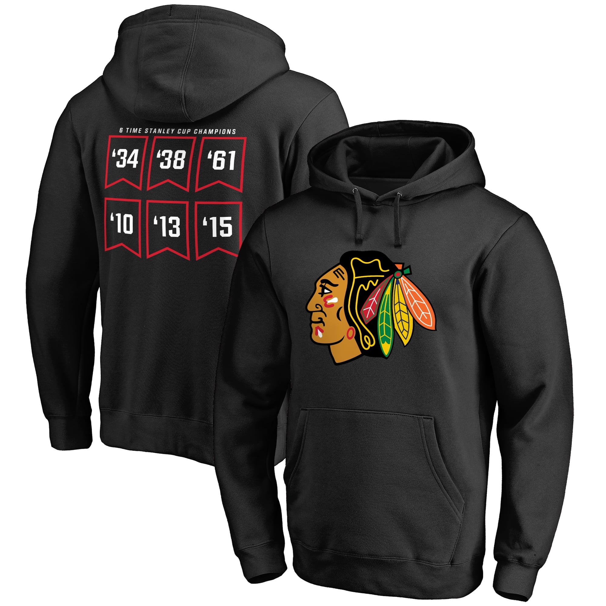 Men's Black Chicago Blackhawks Raise the Banner Pullover Hoodie ...