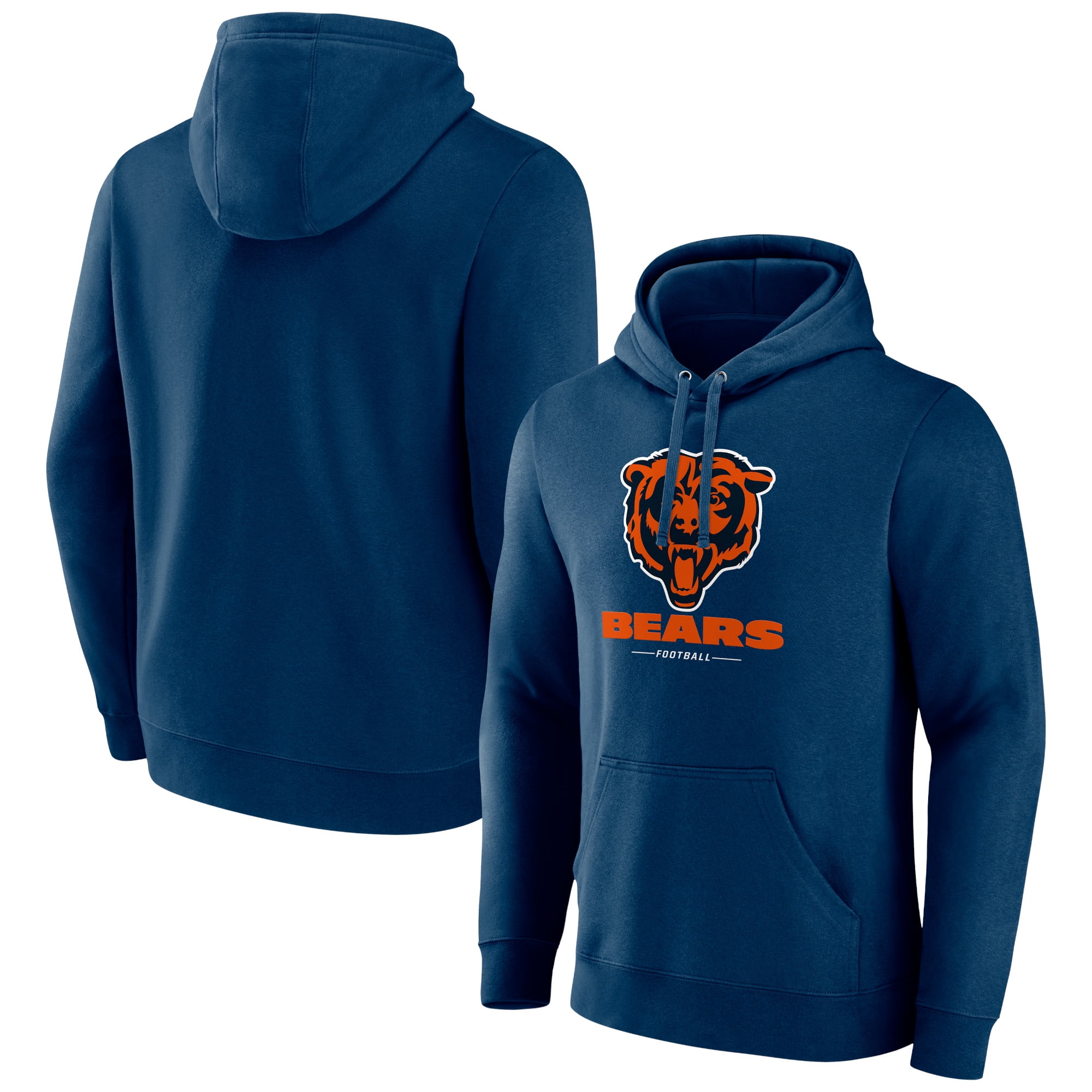 Men's Navy Chicago Bears Logo Team Lockup Fitted Pullover Hoodie ...