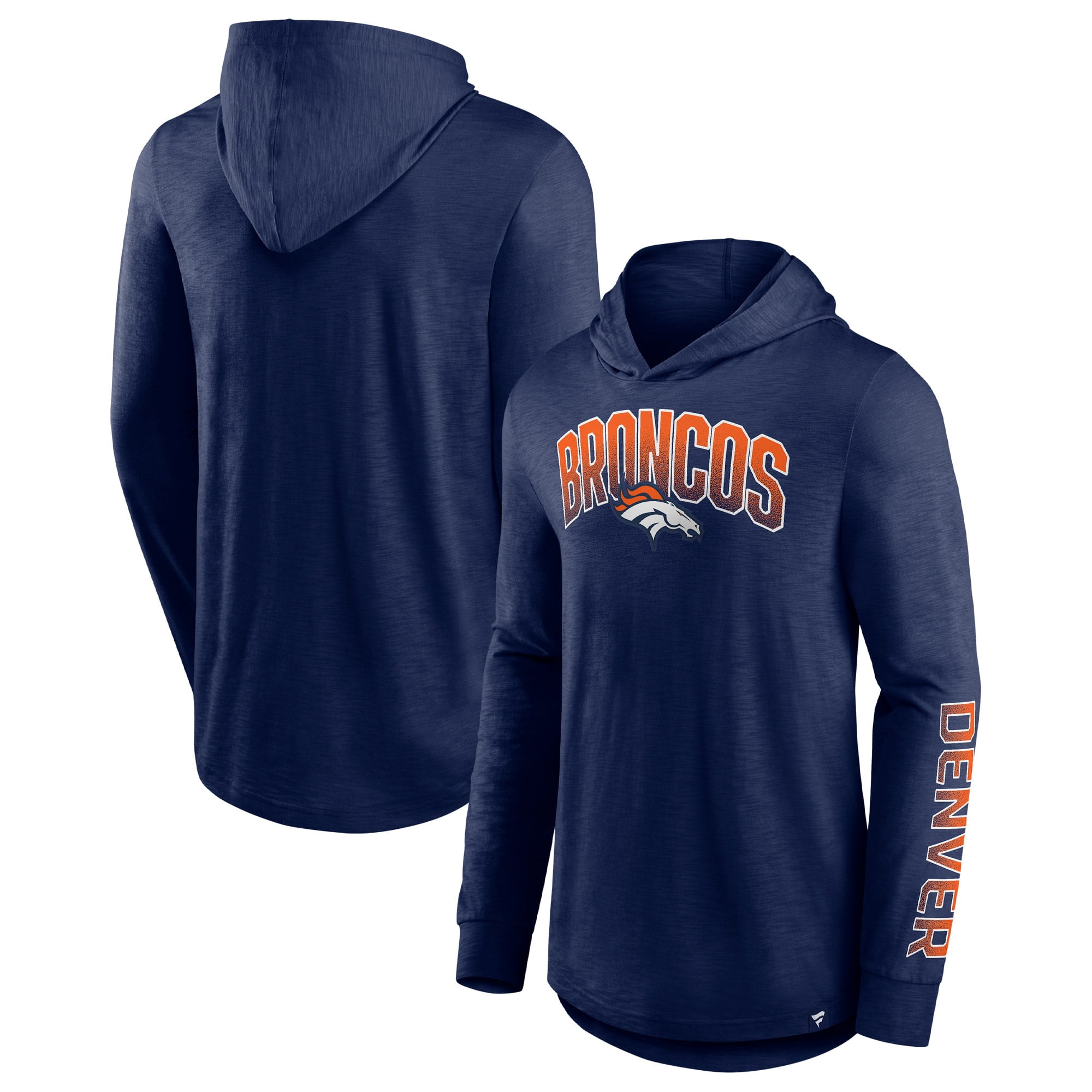 Men's Fanatics Navy Denver Broncos Front Runner Long Sleeve Hooded T ...
