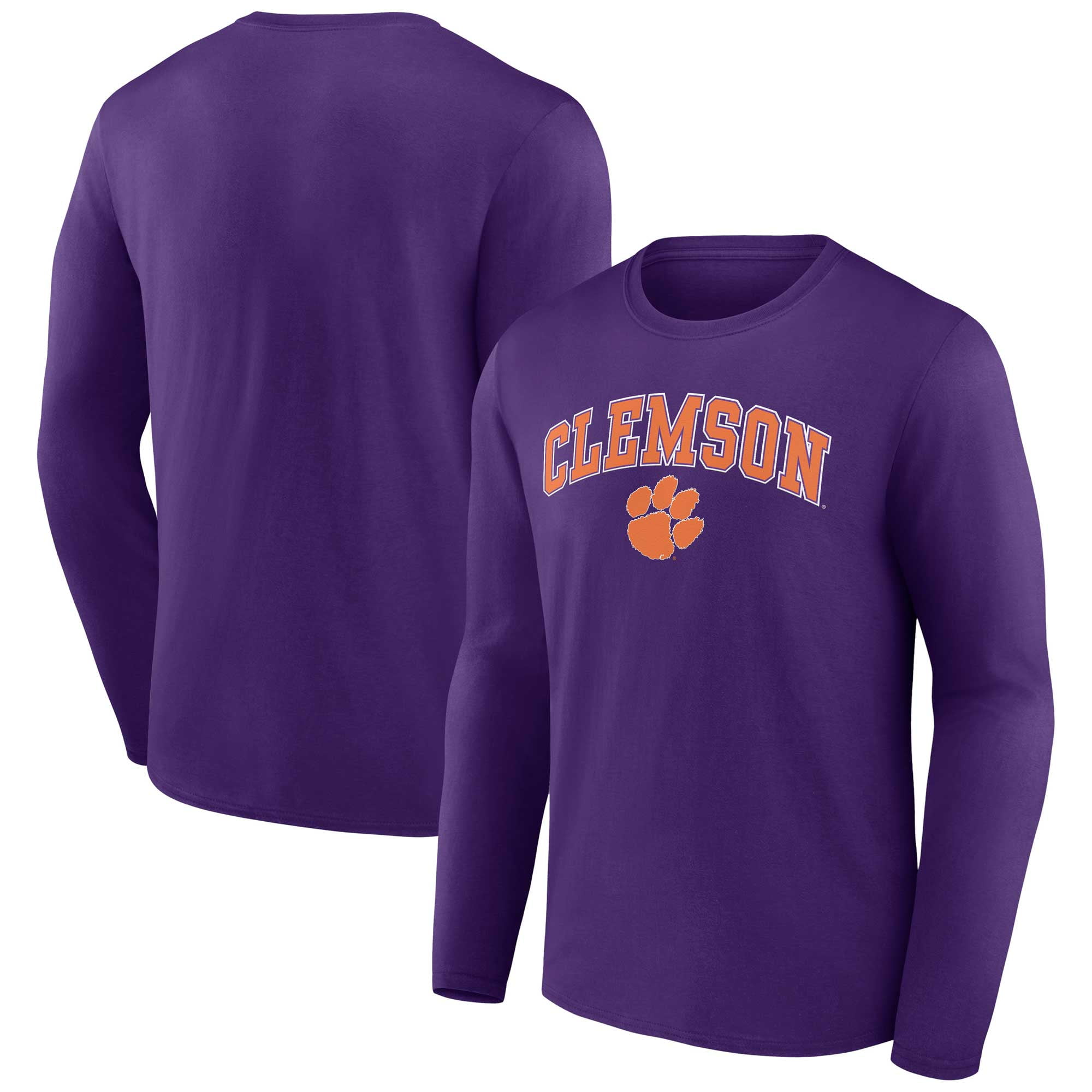 Men's Fanatics Purple Clemson Tigers Campus Long Sleeve T-Shirt ...