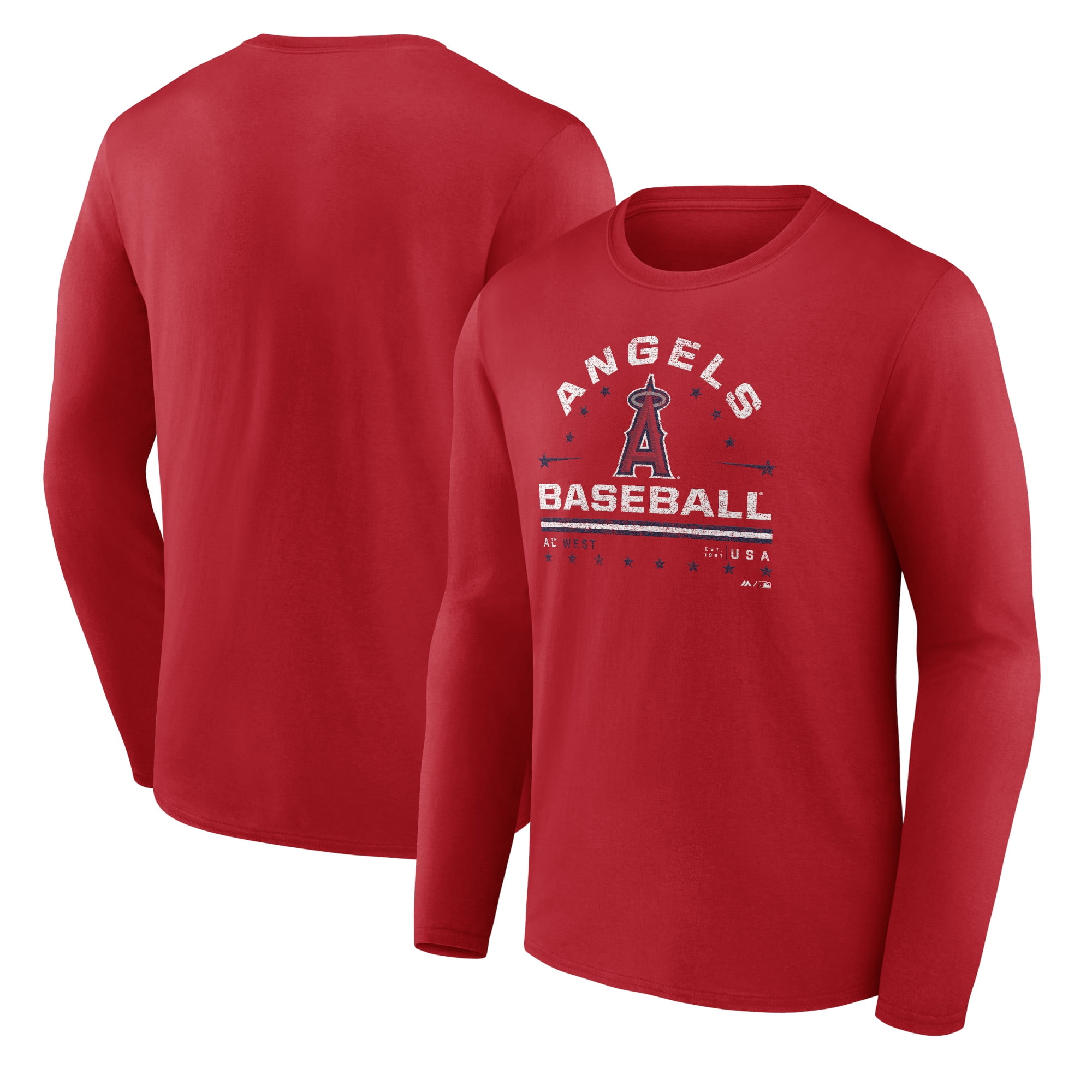 Men's Fanatics Branded Red Los Angeles Angels Team Long Sleeve T-Shirt ...