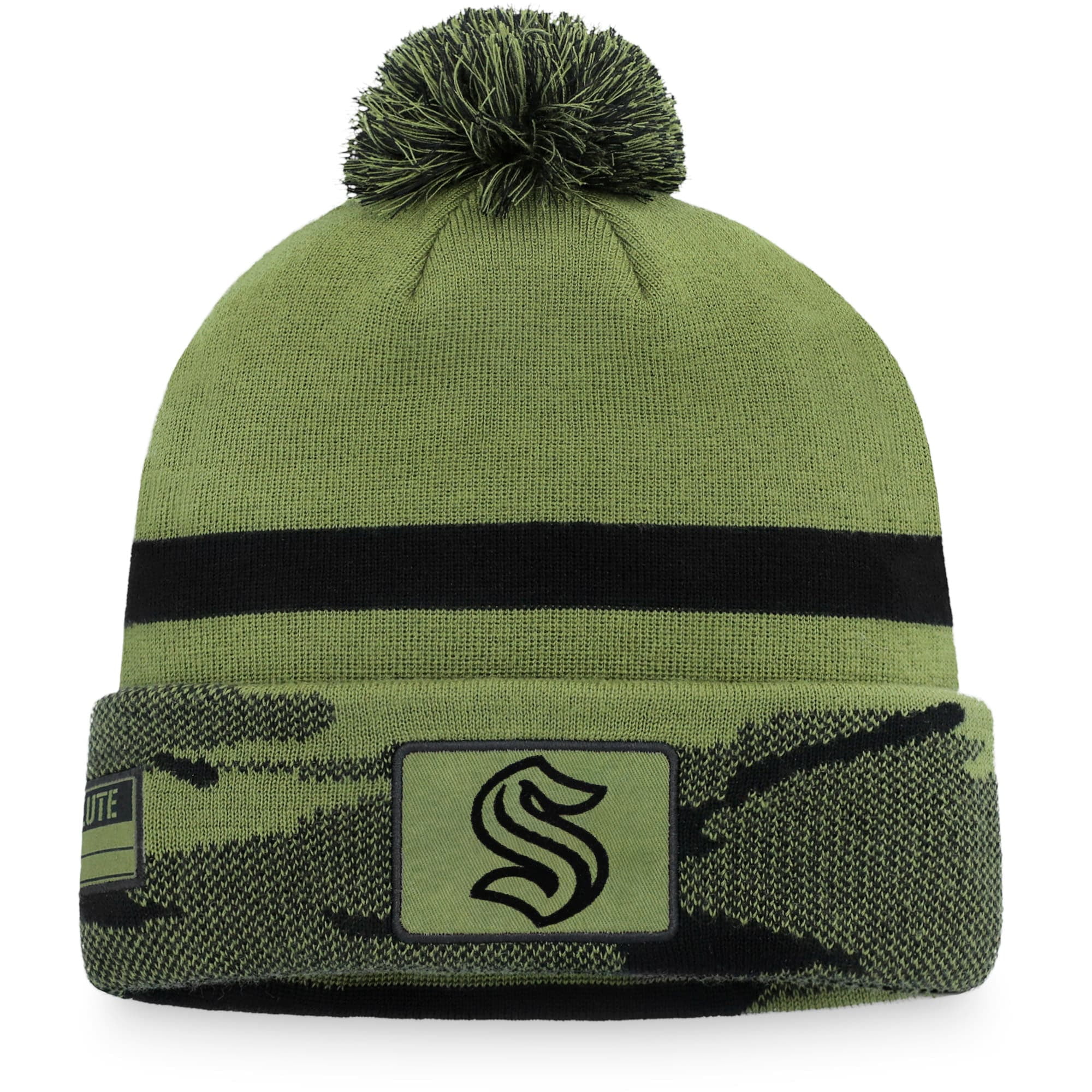 Men's Fanatics Camo Seattle Kraken Military Appreciation Cuffed Knit ...