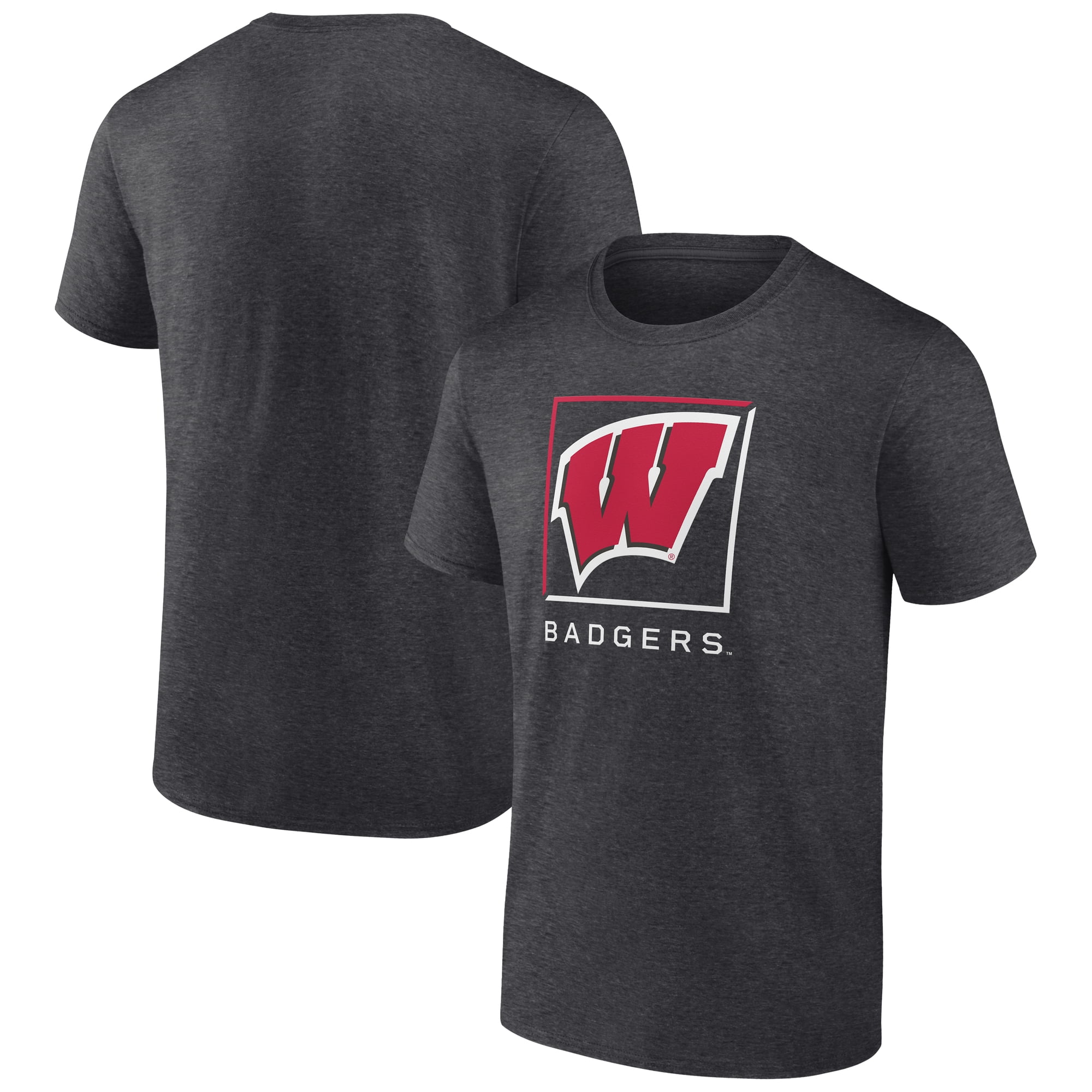 Men's Fanatics Charcoal Wisconsin Badgers Fundamentals Halved Team T ...
