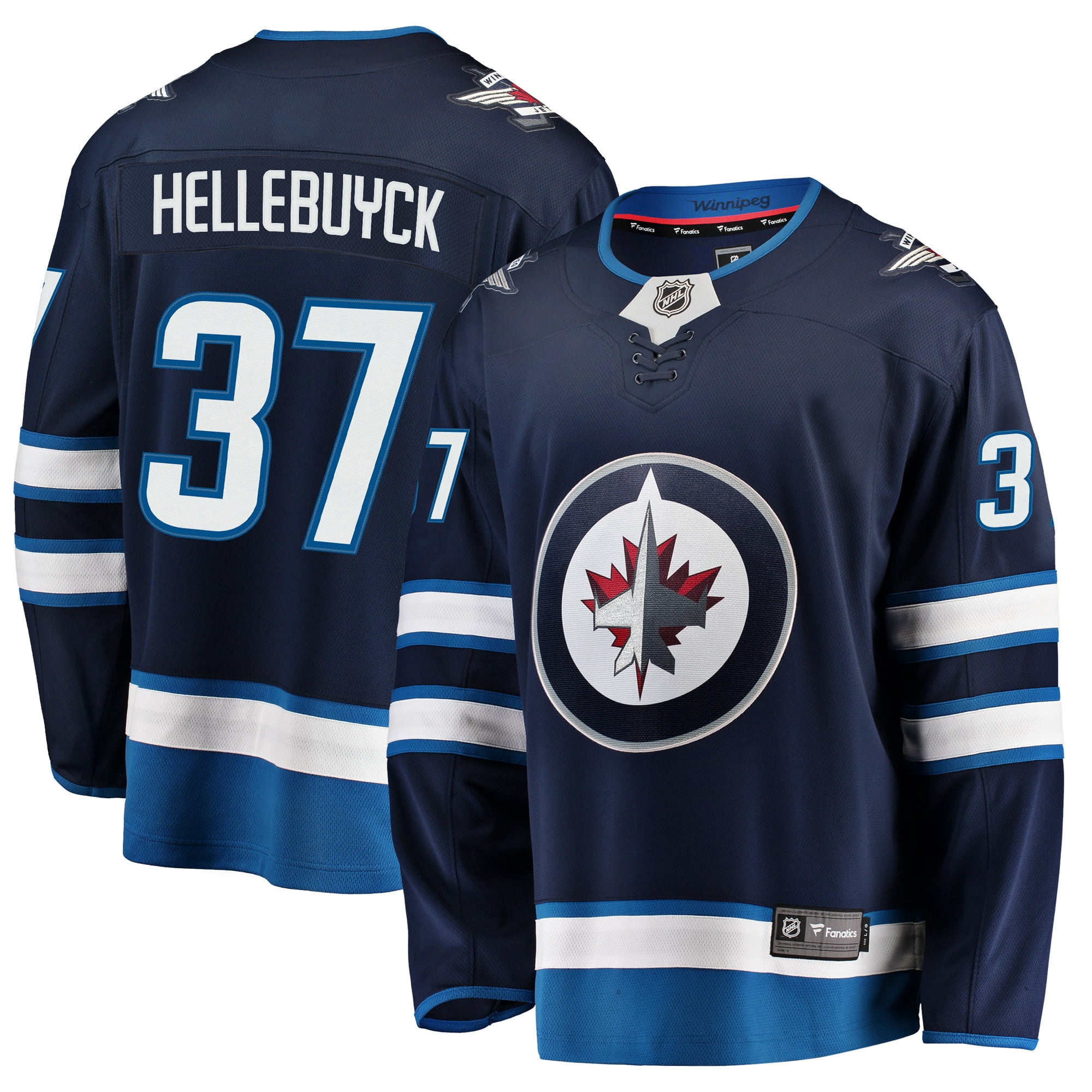 Men's Fanatics Connor Hellebuyck Navy Winnipeg Jets Breakaway Replica ...